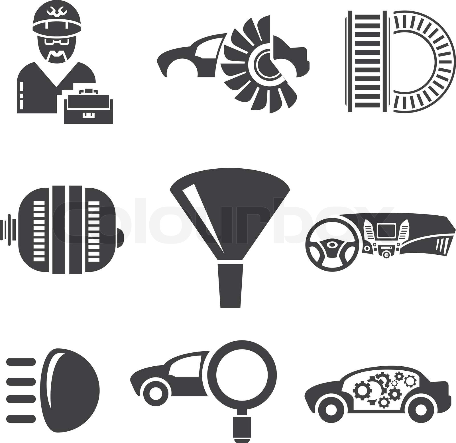 garage icons, automotive service | Stock vector | Colourbox