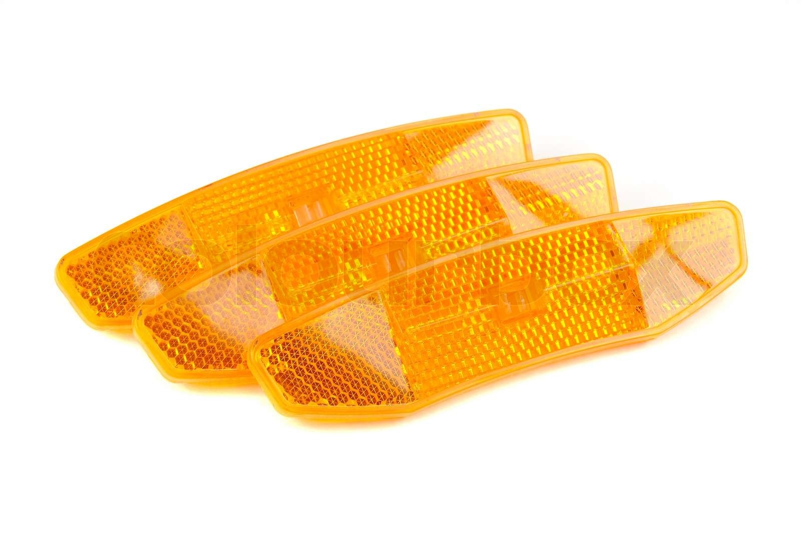 Orange Bicycle Retroreflectors Isolated on White Background | Stock ...