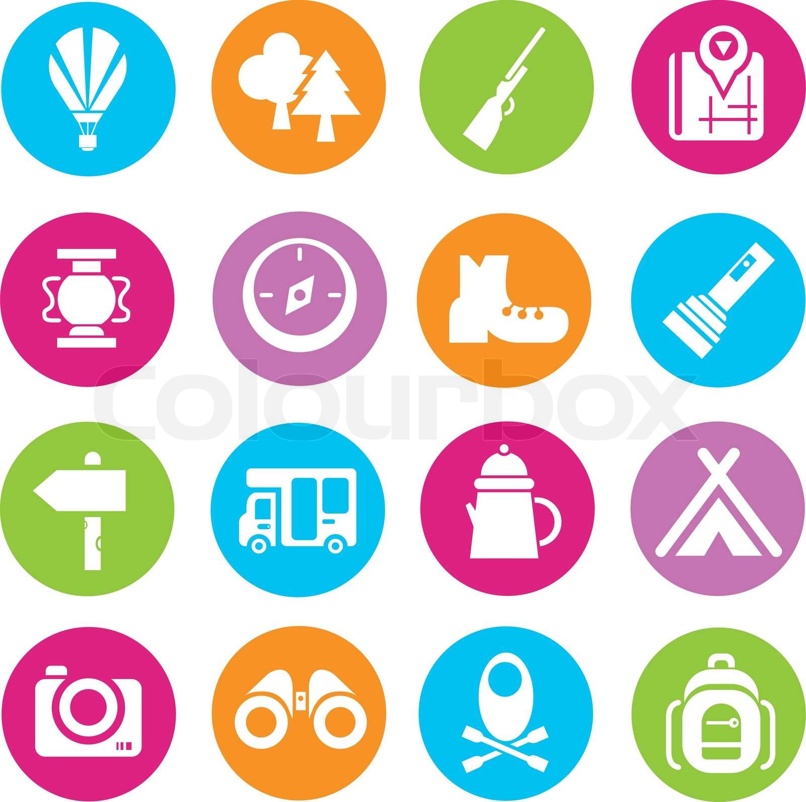 camping buttons | Stock vector | Colourbox
