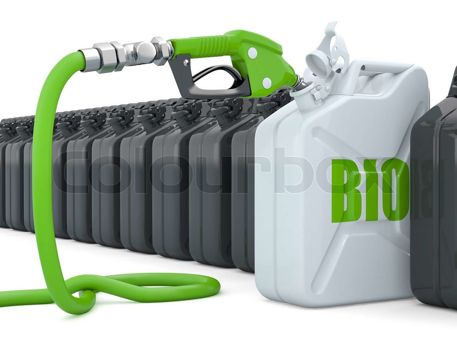 Biofuel. Gas pump nozzle and jerrycan | Stock image | Colourbox