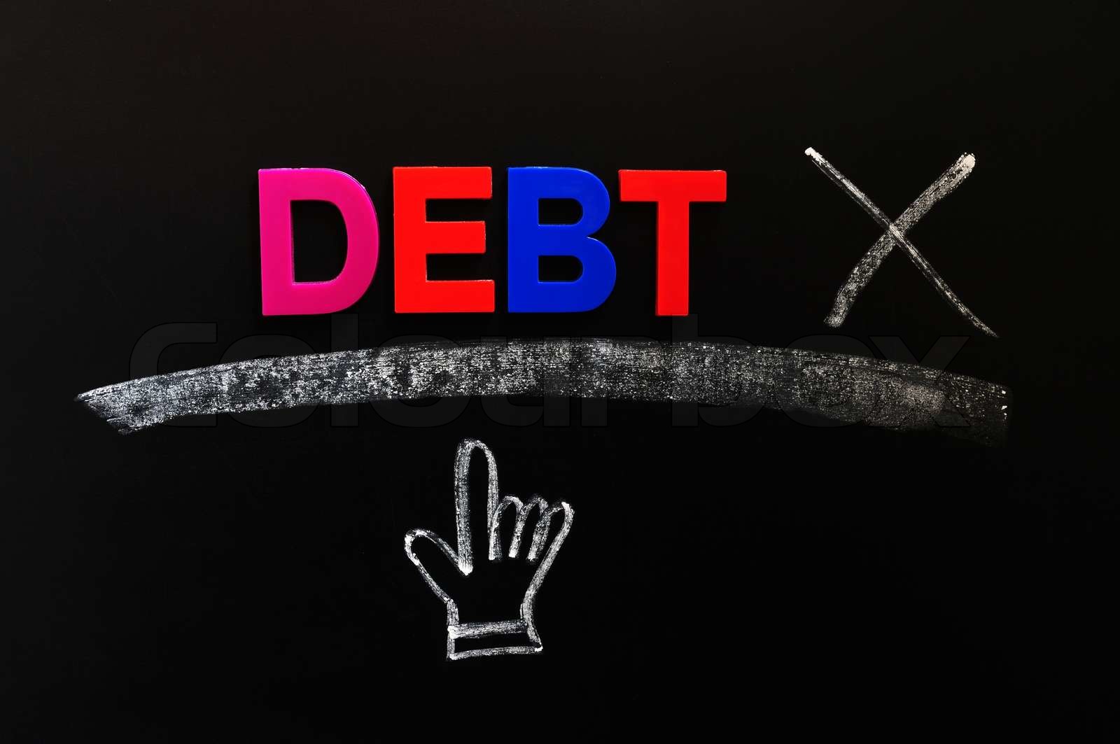 Debt crossed out | Stock image | Colourbox