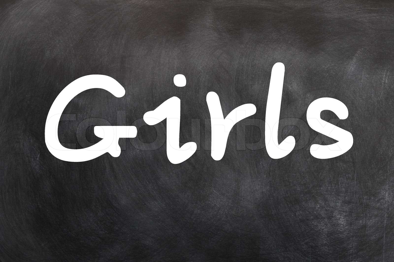 Girls - word written in white chalk | Stock image | Colourbox
