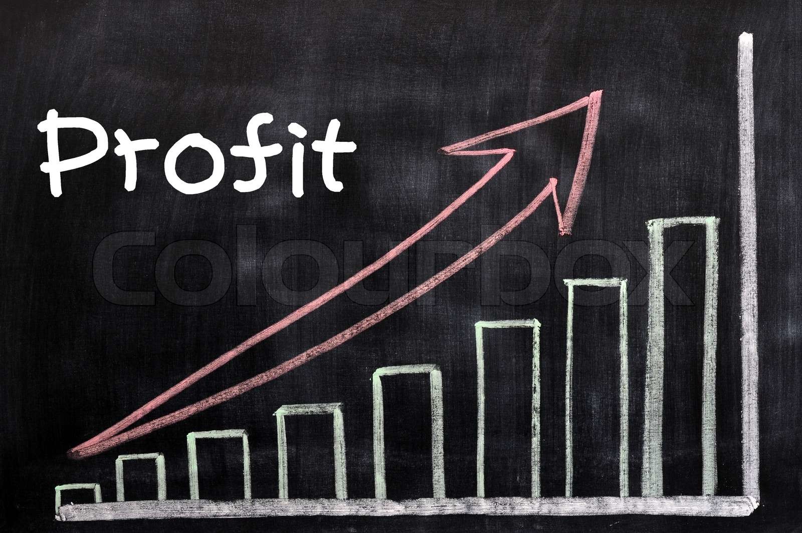 Charts of profit written with chalk on a blackboard | Stock image ...