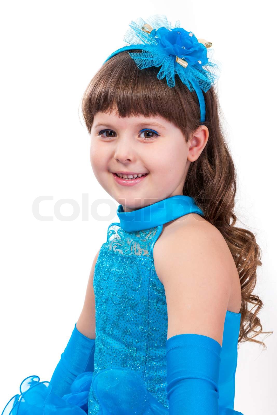 Portrait of cute smiling little girl in princess dress | Stock image ...