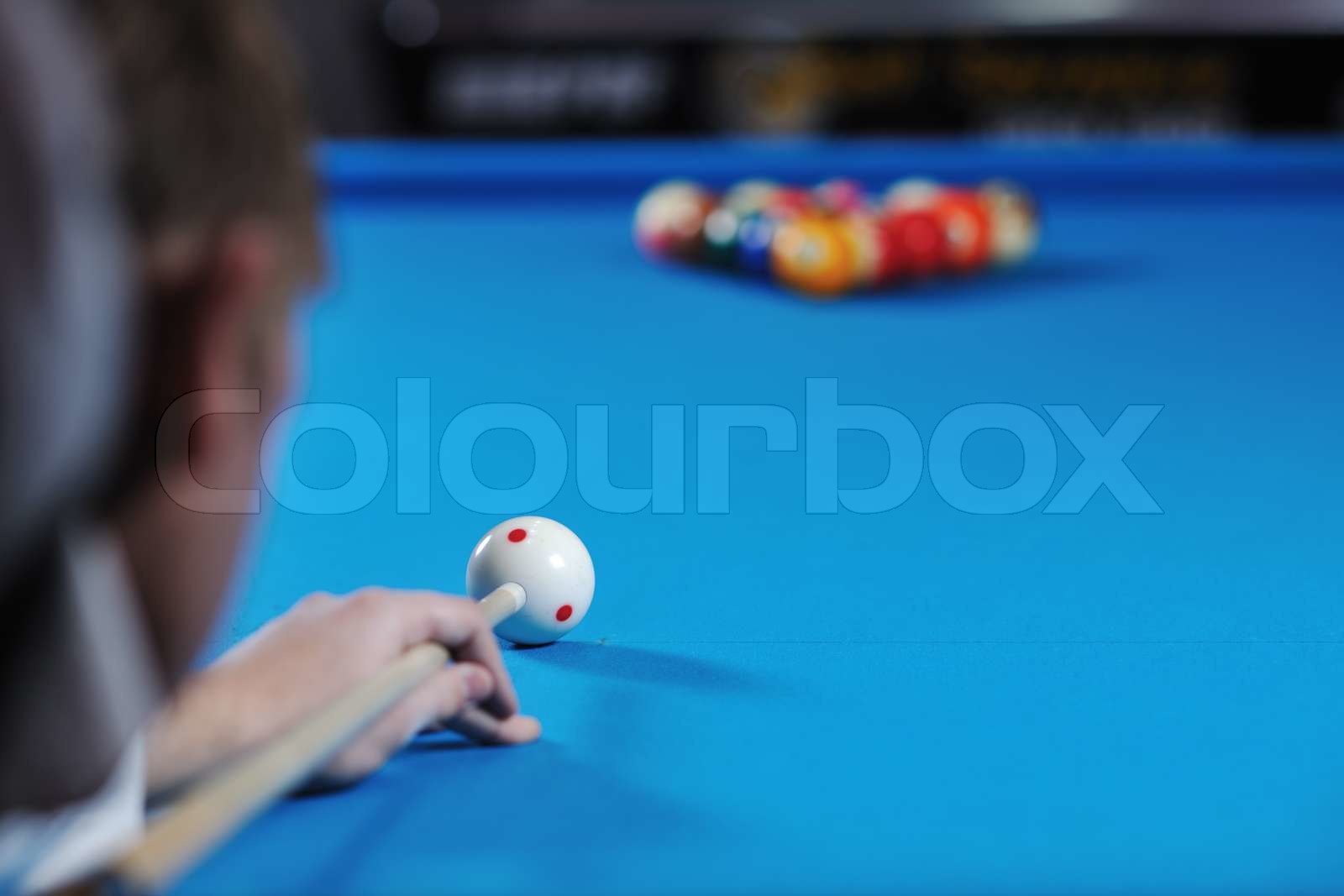 young man play pro billiard game | Stock image | Colourbox