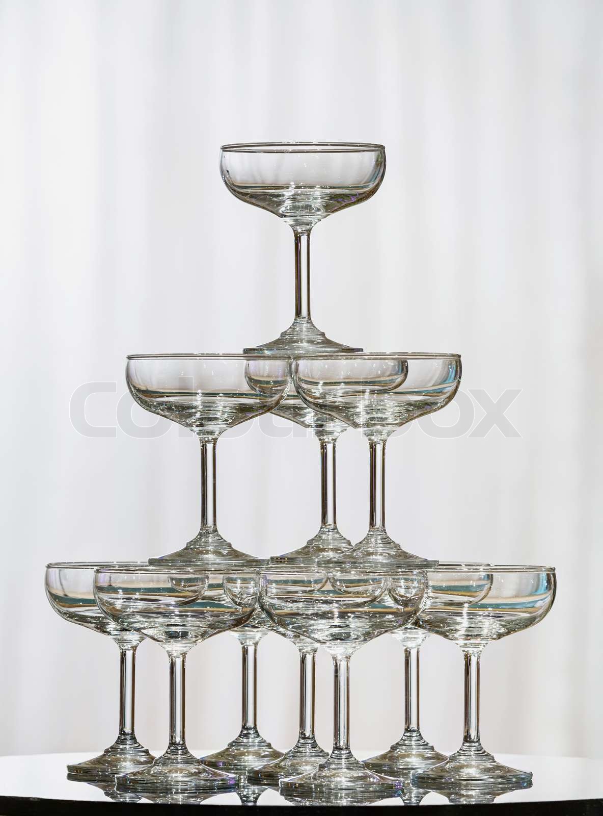 Stack of champagne glasses | Stock image | Colourbox