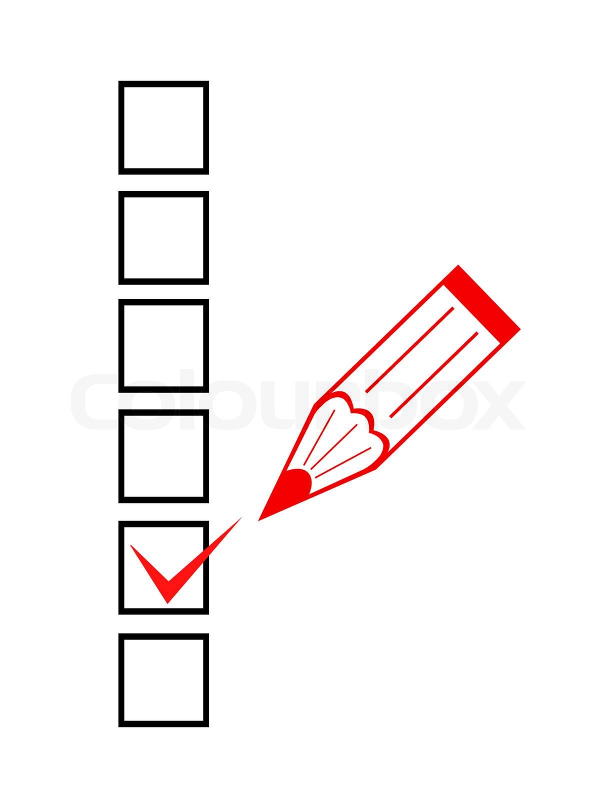 Checklist and red marker closeup | Stock image | Colourbox