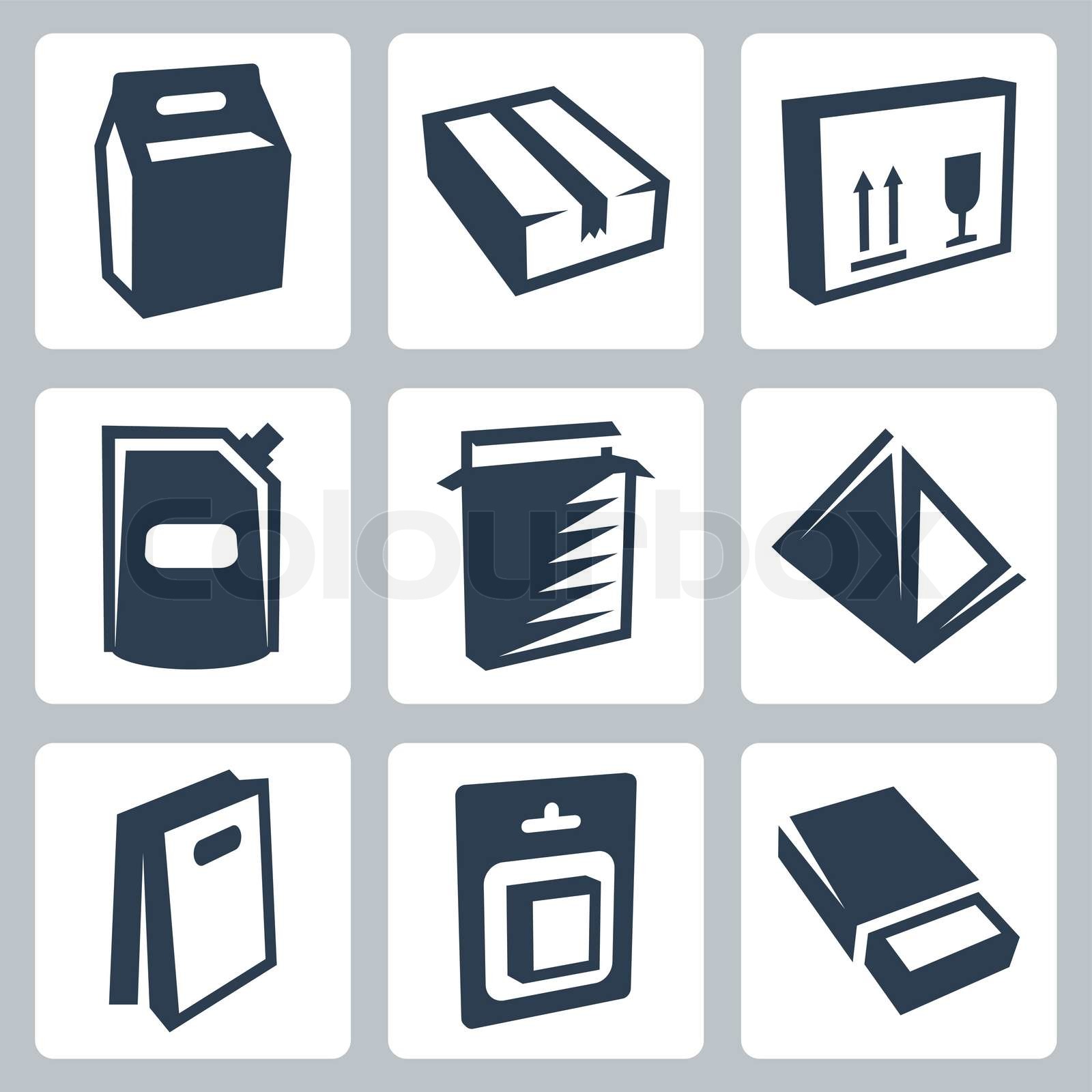 Vector isolated package icons set #2 | Stock vector | Colourbox