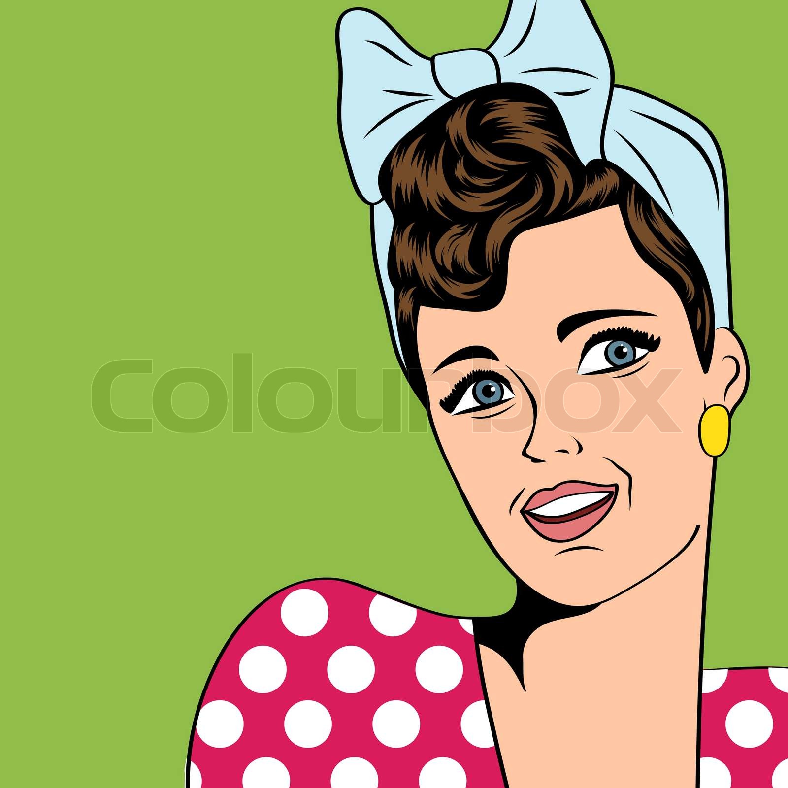 cute retro woman in comics style | Stock vector | Colourbox