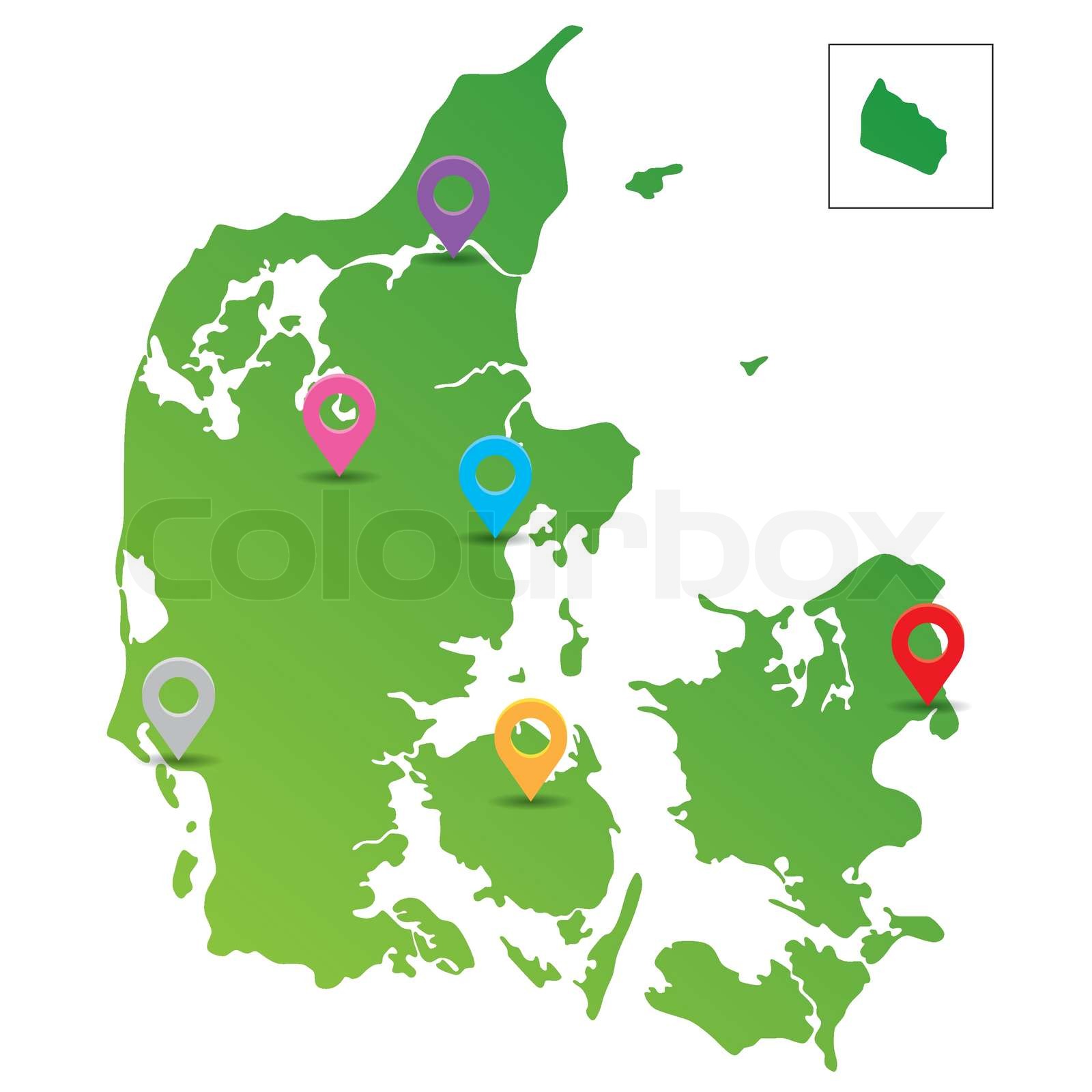 Danmarkskort | Stock vektor | Colourbox