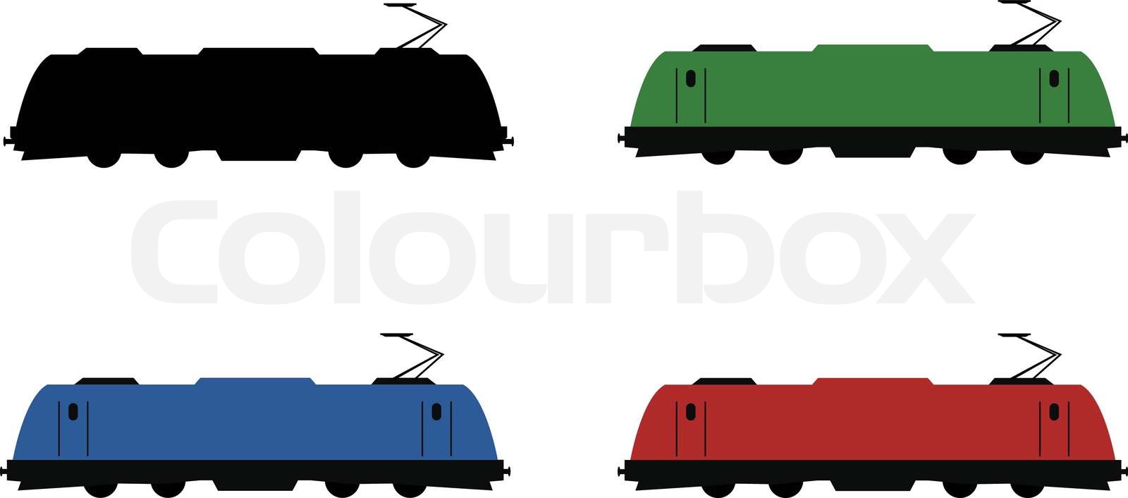 Moderne elektrische Lokomotive Piktogramm-Satz | Stock-Vektor | Colourbox
