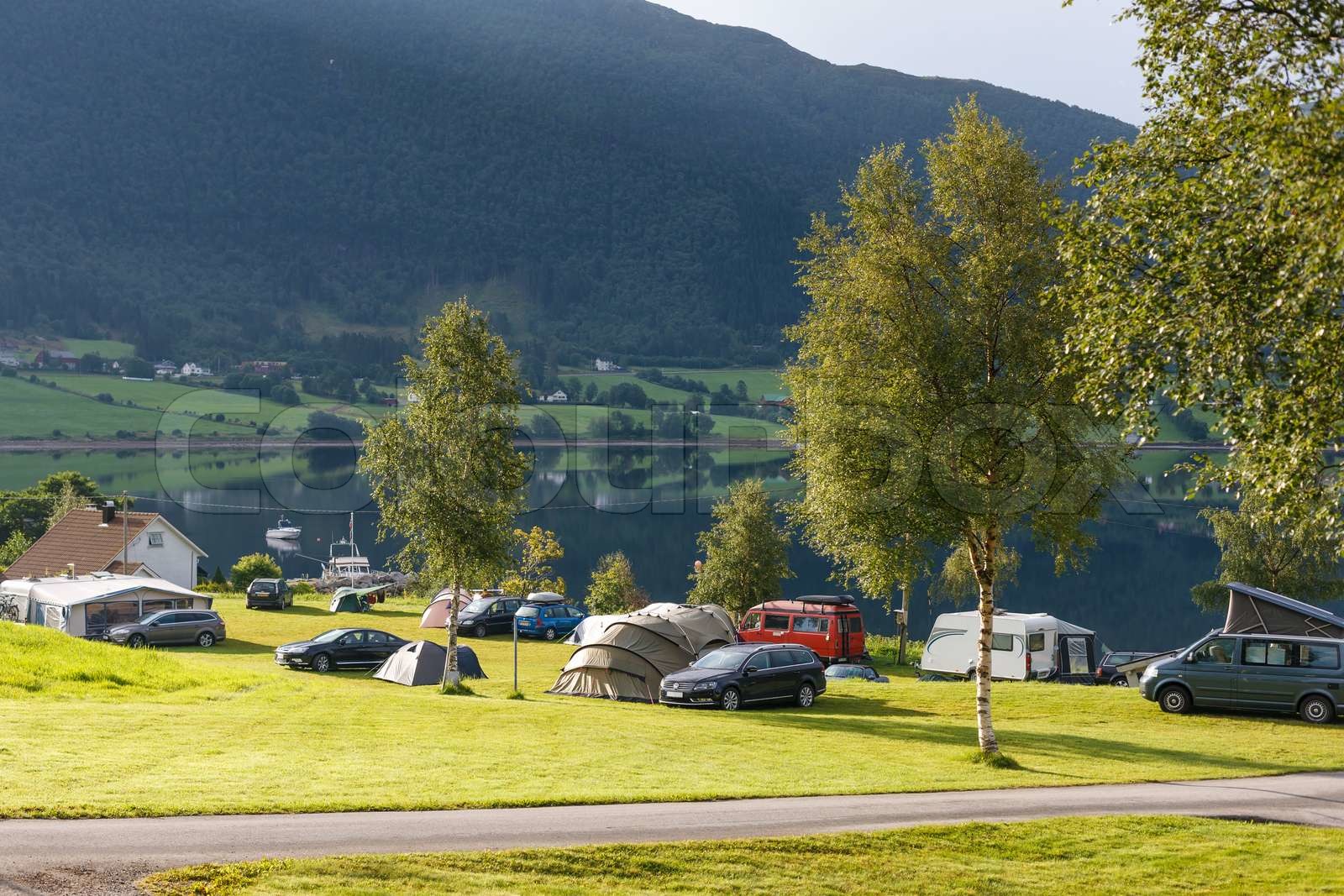 Camping on the shore of fjord, Norway | Stock image | Colourbox