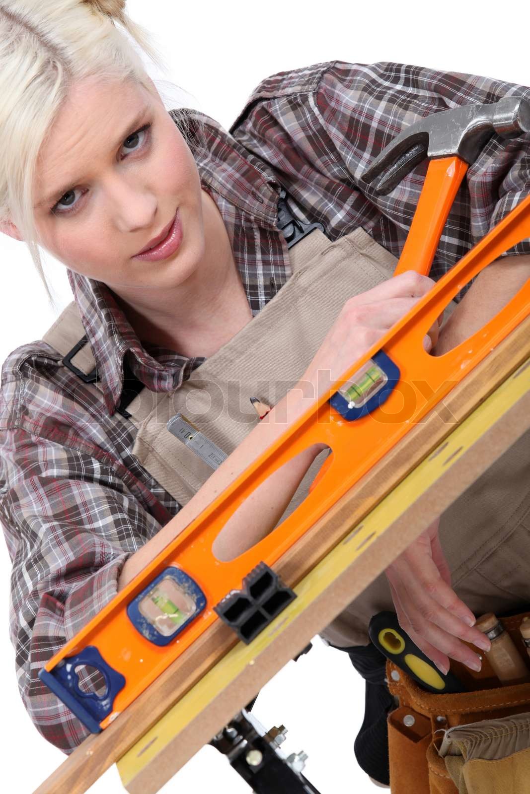 Female woodworker | Stock image | Colourbox
