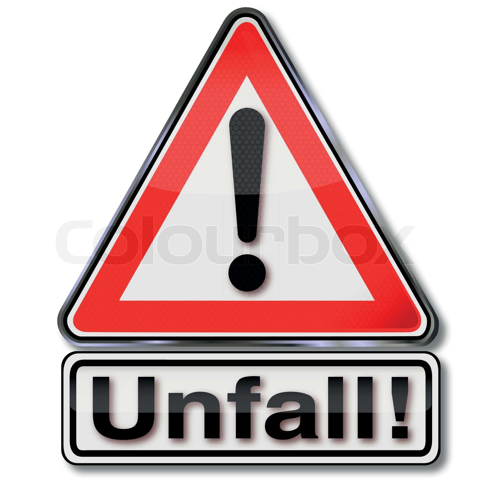 Schild mit Rufzeichen und Unfall | Stock-Vektor | Colourbox