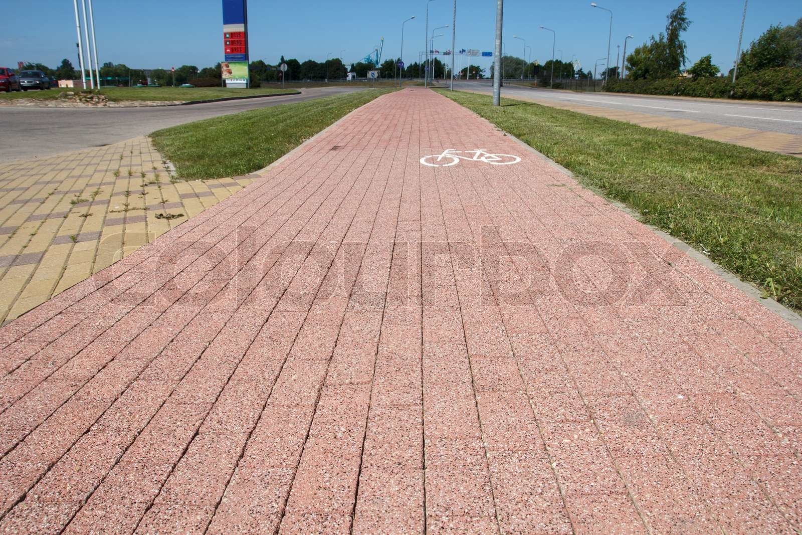 brick paved bikeway | Stock image | Colourbox