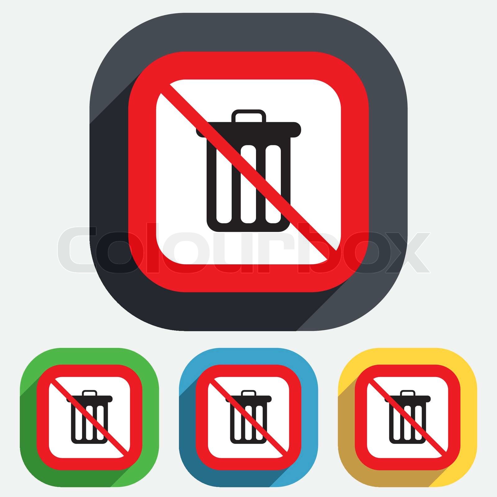 No Recycle bin sign icon. Bin symbol. | Stock vector | Colourbox
