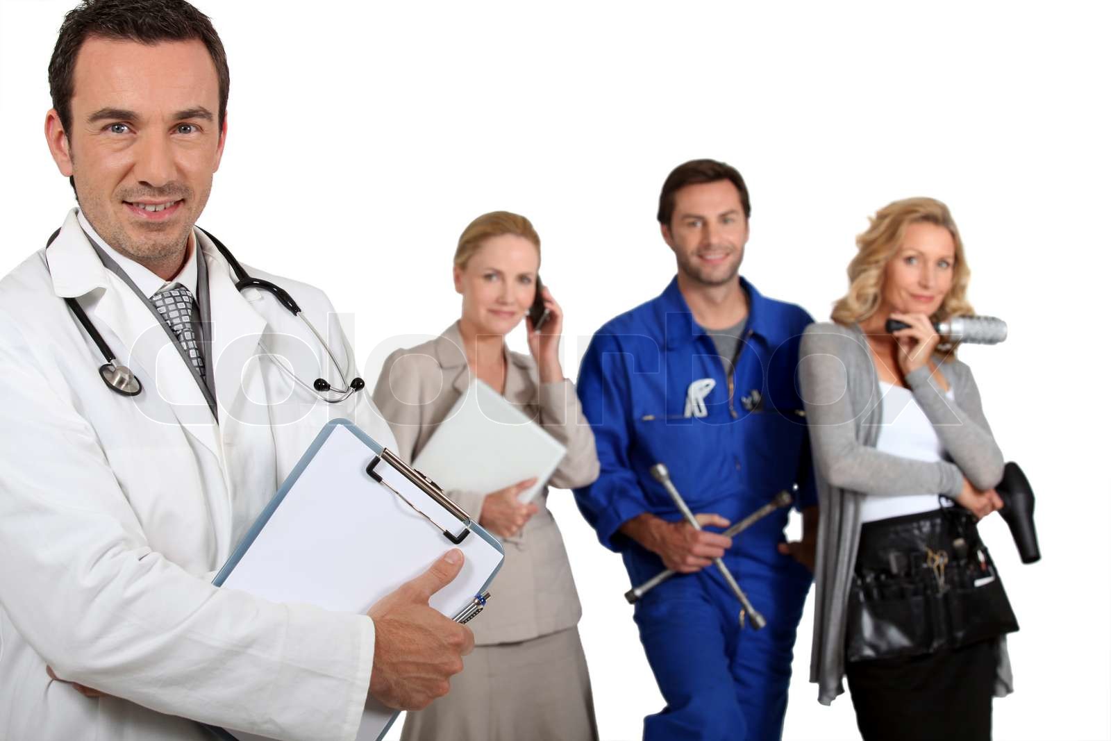 MD , mechanic, doctor and secretary. | Stock image | Colourbox