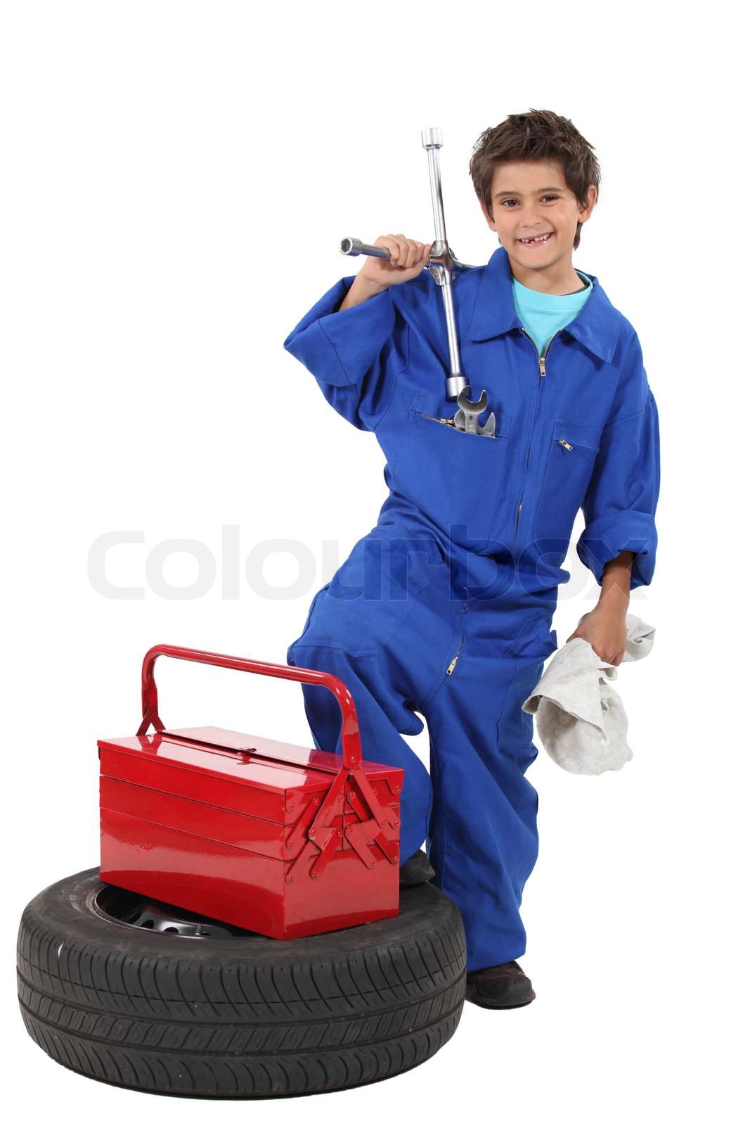 Young boy dressed as a mechanic | Stock image | Colourbox