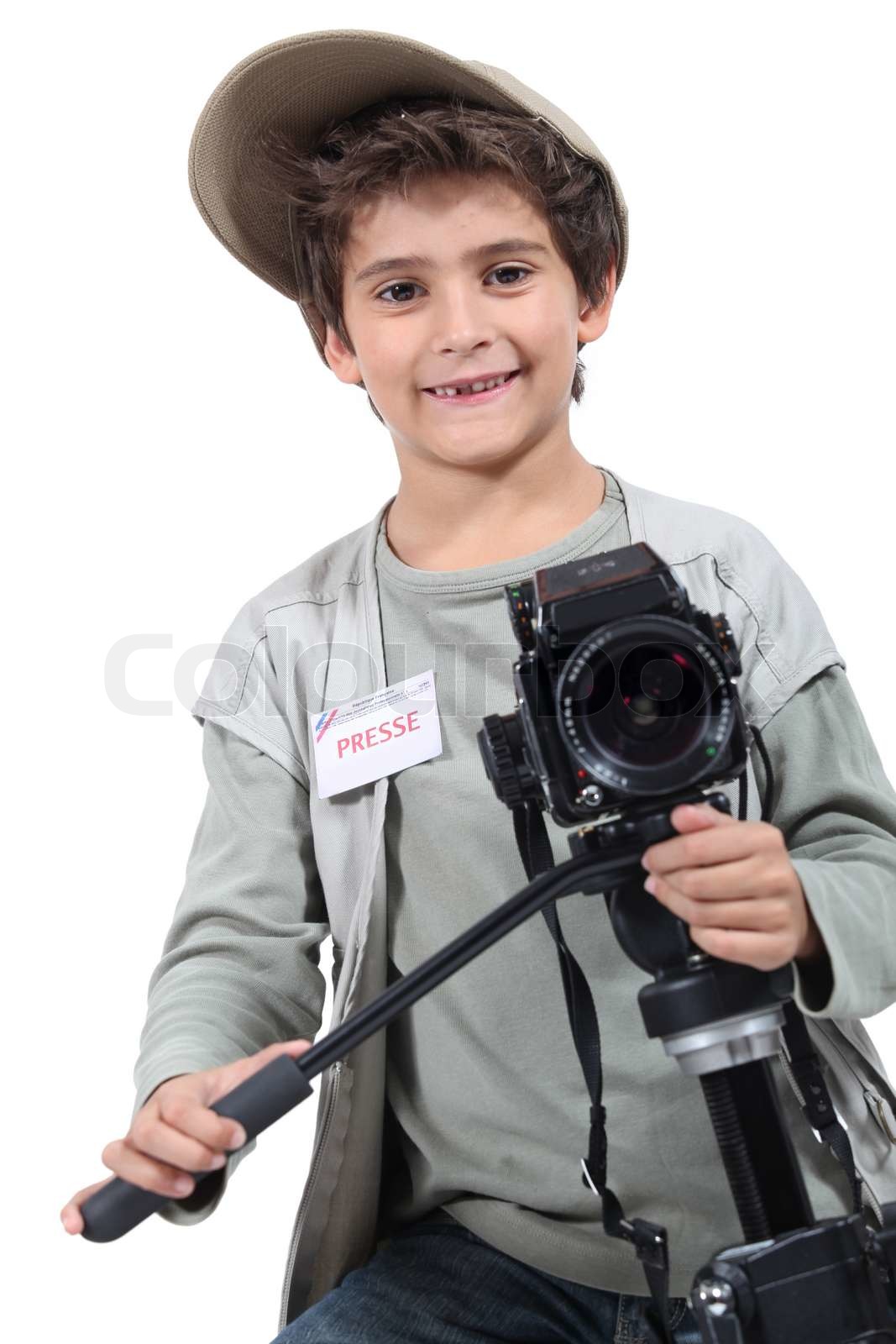 Little boy dressed as reporter | Stock image | Colourbox