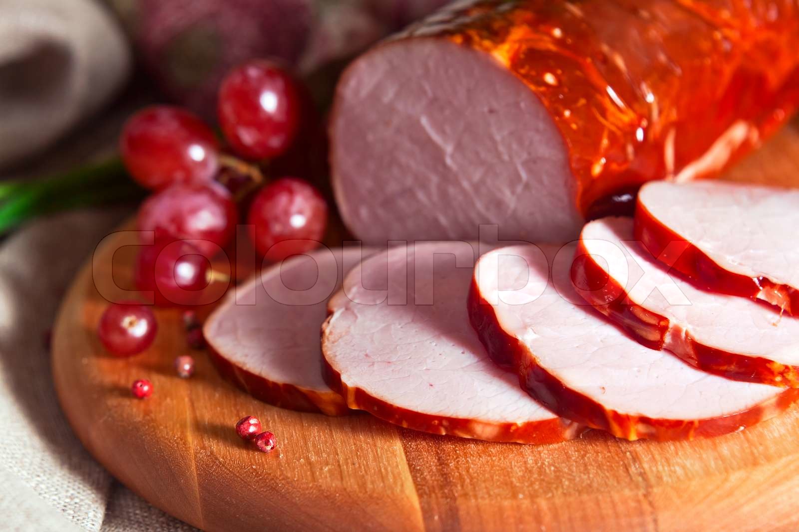 smoked meat and red grape | Stock image | Colourbox