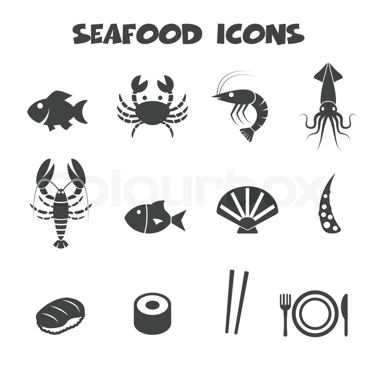 seafood icons | Stock vector | Colourbox