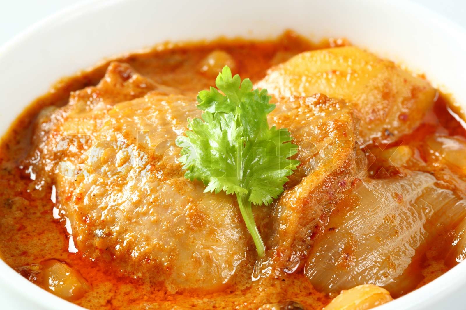 Muslim style chicken and potato curry or chicken mussaman curry | Stock ...