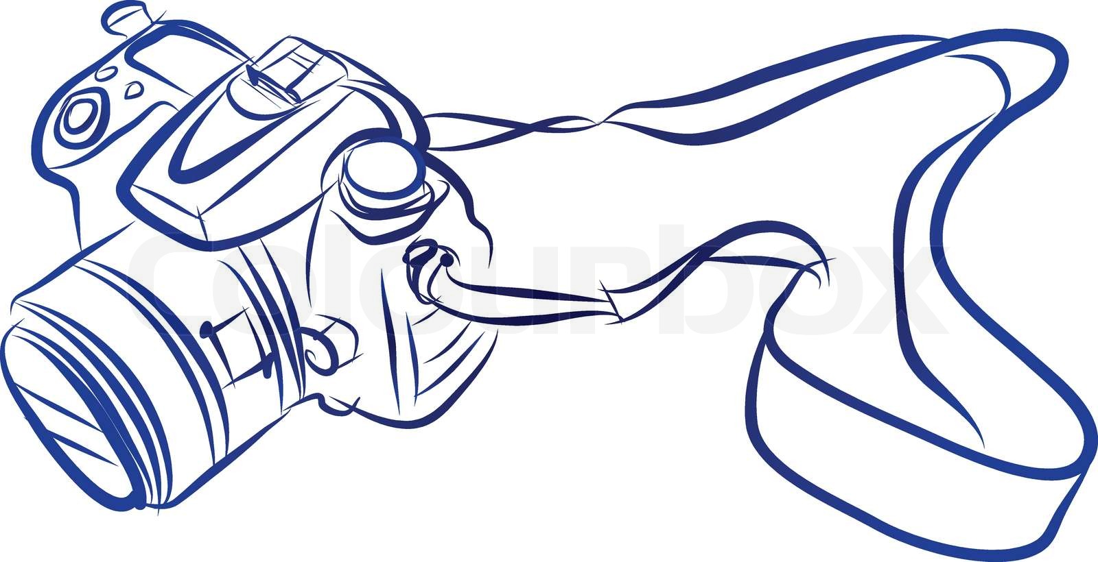 Free Hand Sketch of DSLR camera Vector | Stock vector | Colourbox