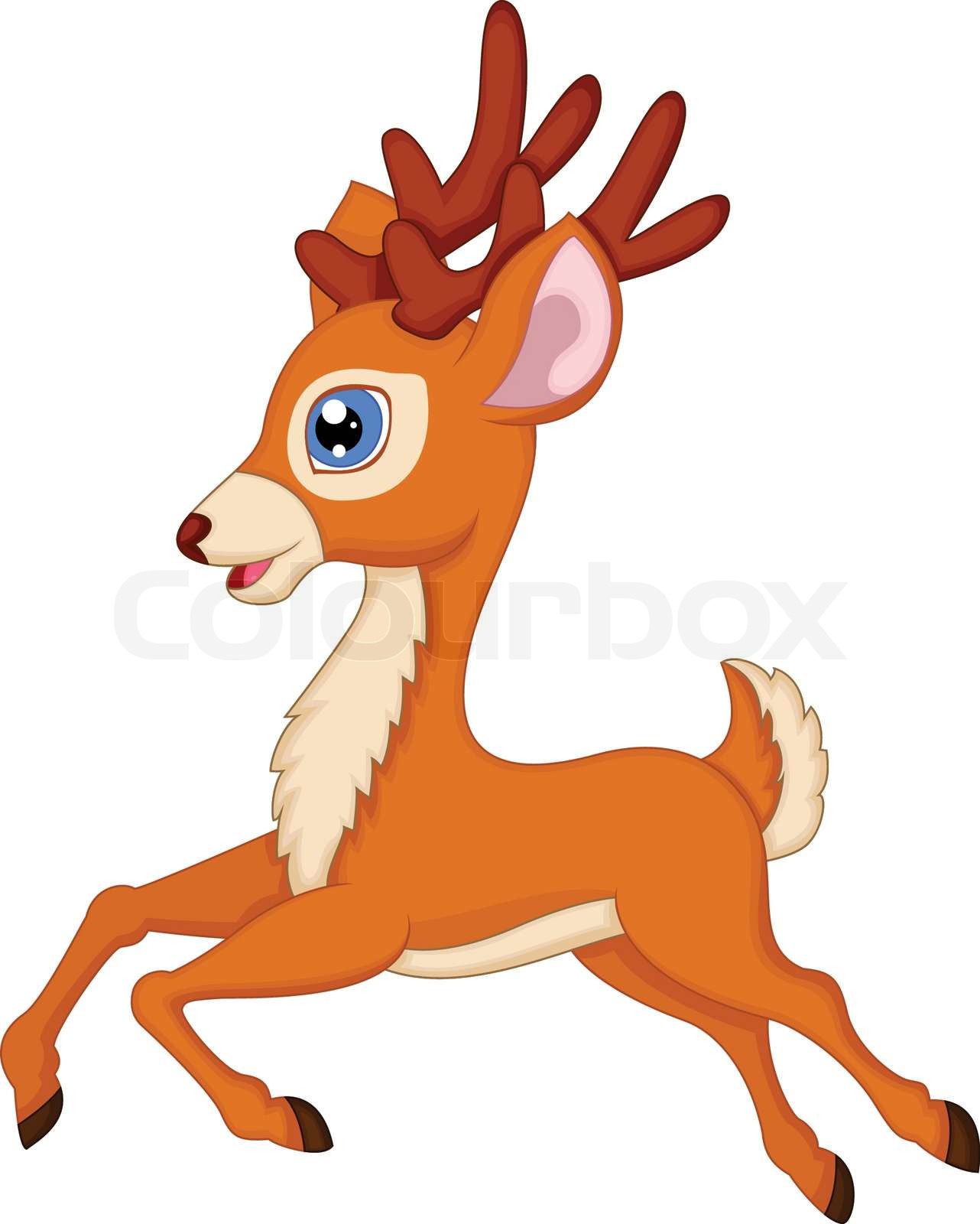 Cute deer cartoon running | Stock vector | Colourbox