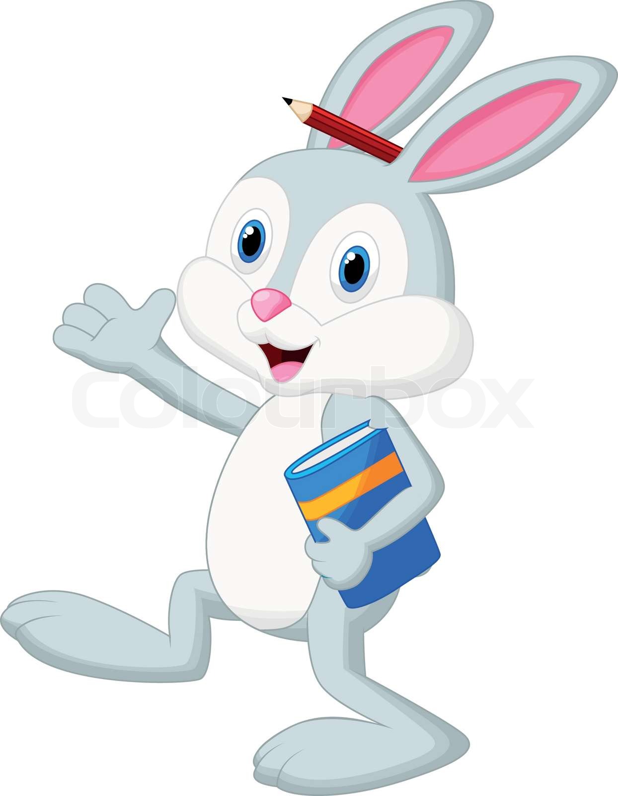 Rabbit cartoon holding book | Stock vector | Colourbox