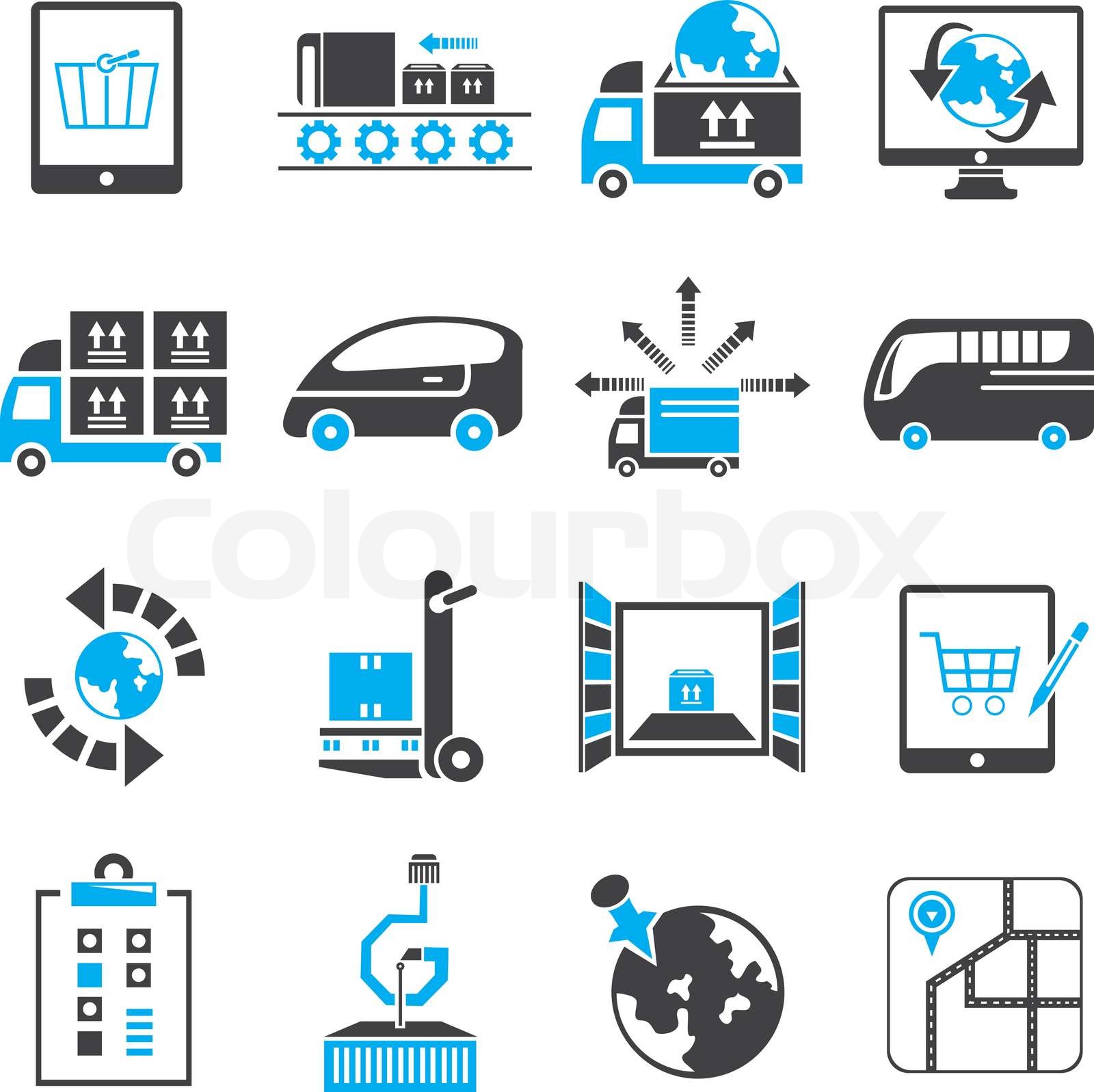 shipping icon set, blue theme | Stock vector | Colourbox