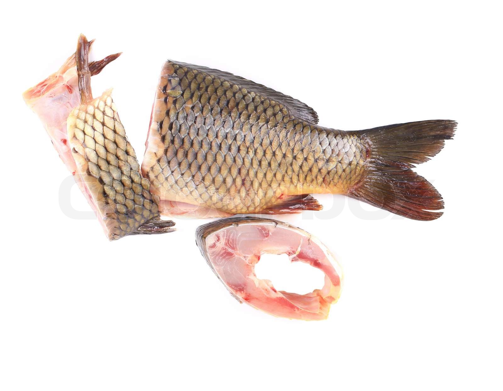 Fillet and tail of fresh raw fish carp. | Stock image | Colourbox