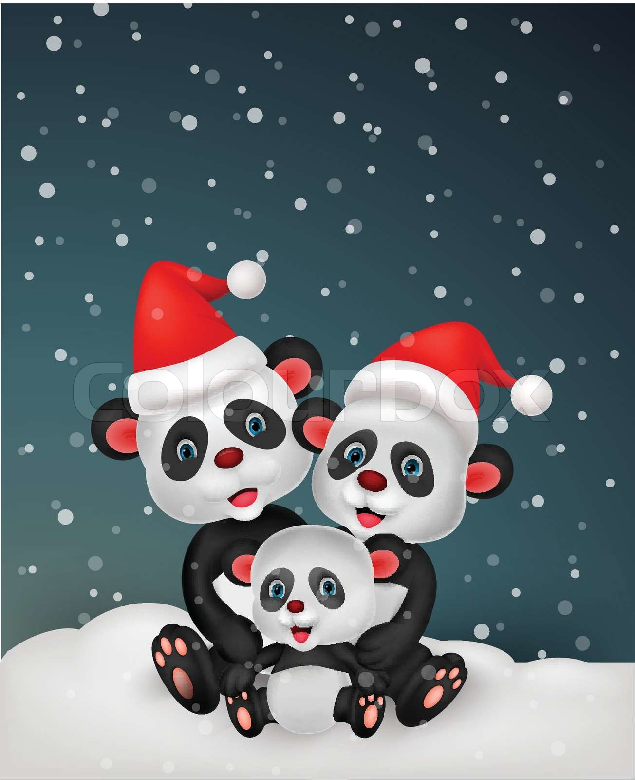 Cute cartoon panda bear family | Stock vector | Colourbox