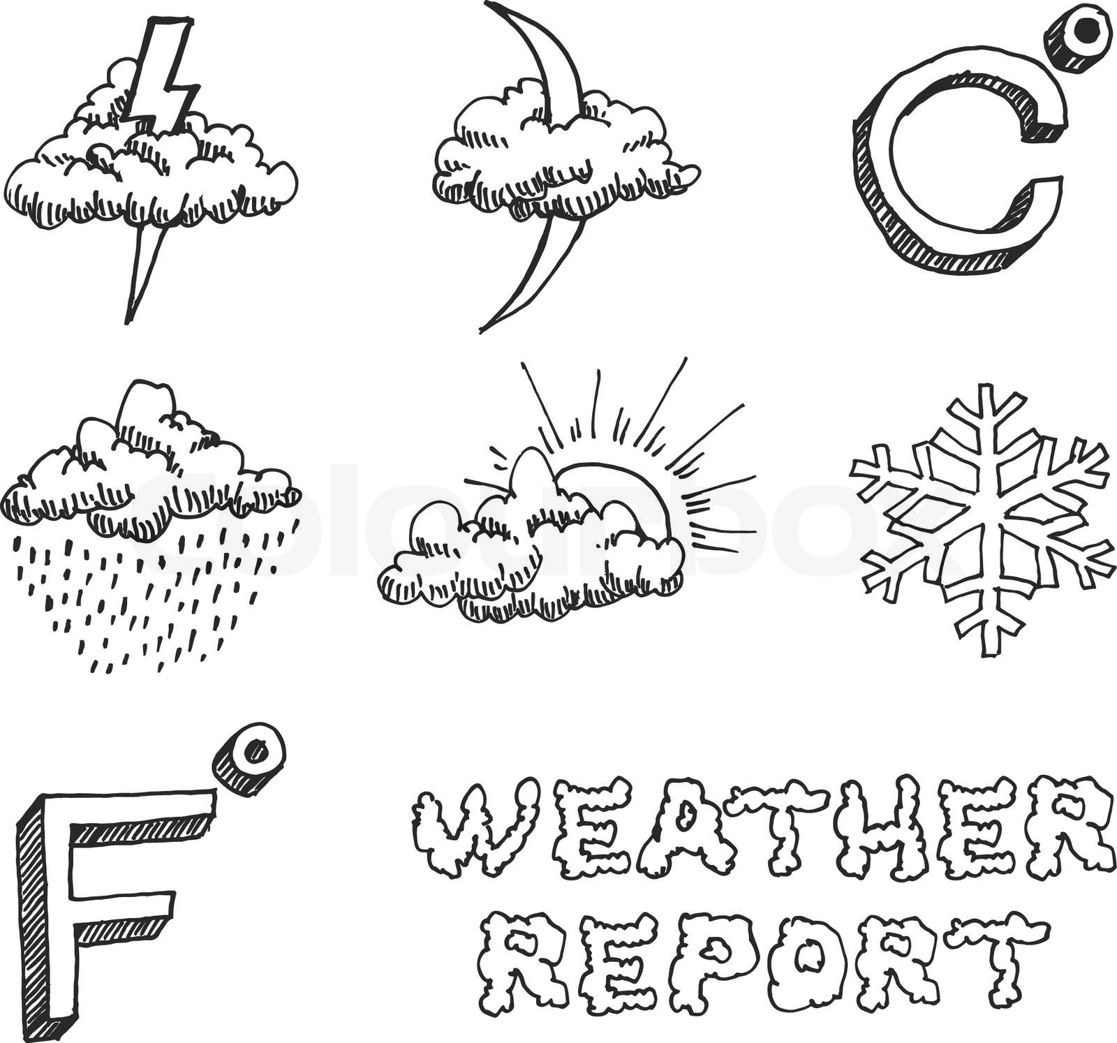 Weather icons set. Hand drawn sketch. Vector eps8 | Stock vector ...