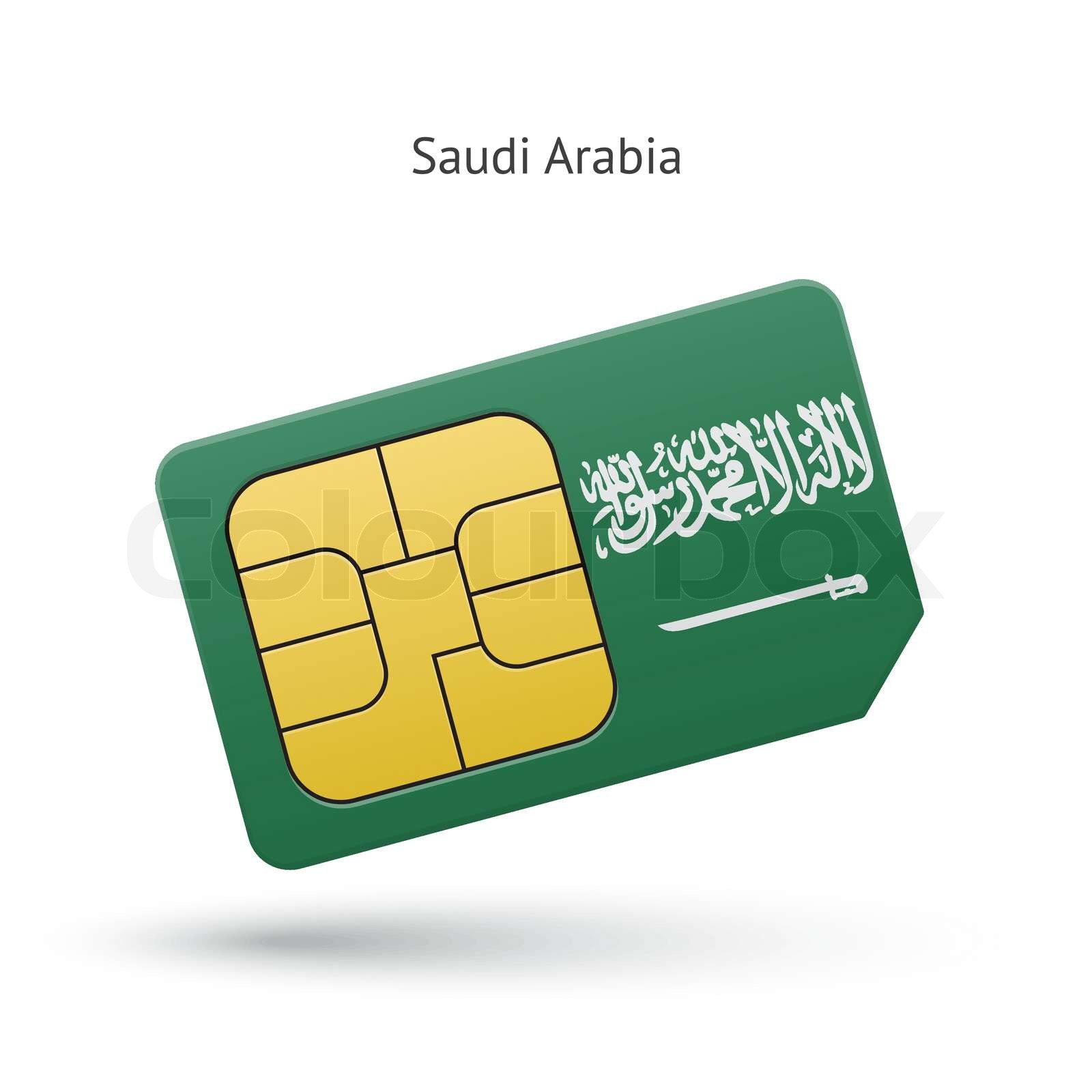 Saudi Arabia mobile phone sim card with flag. | Stock vector | Colourbox