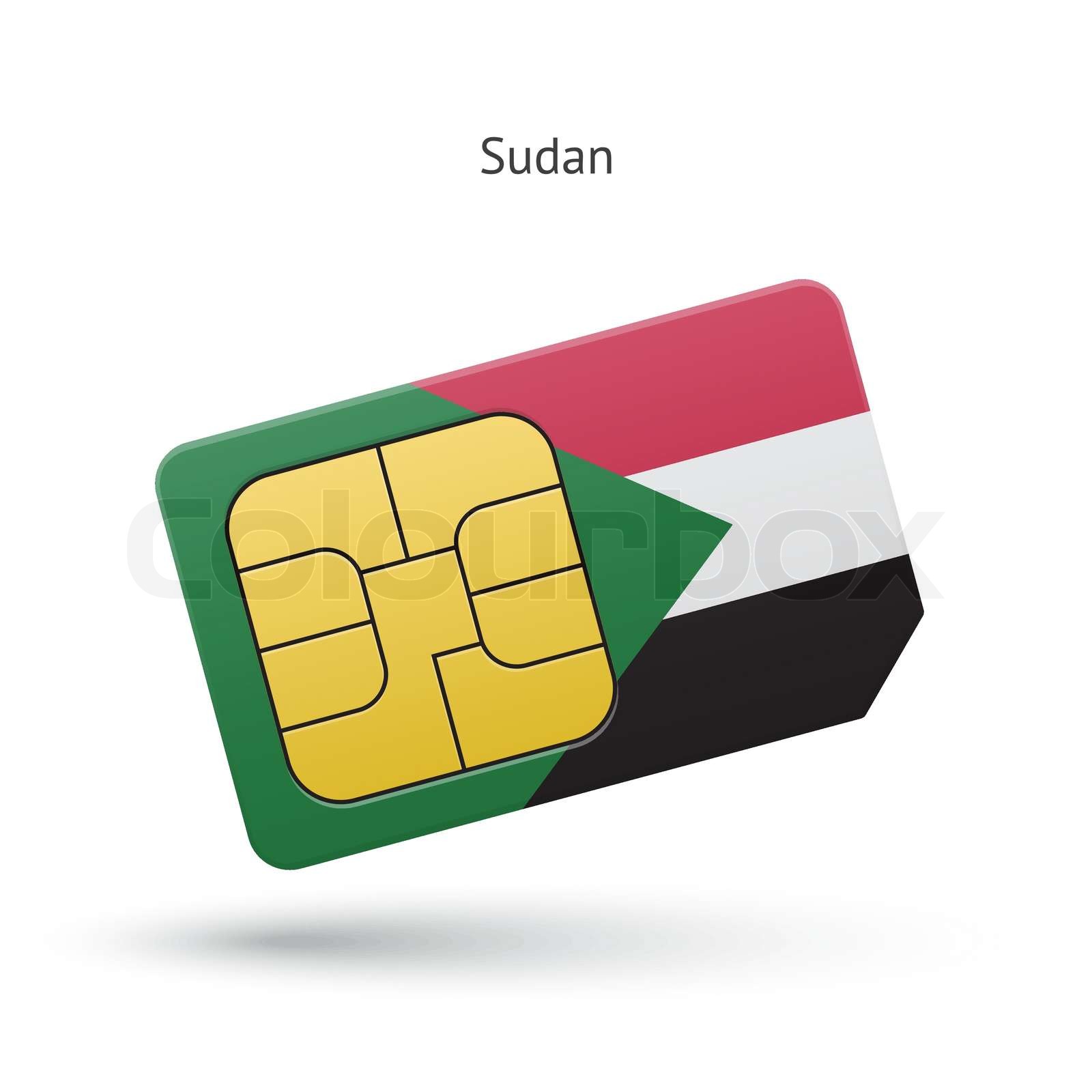 Sudan mobile phone sim card with flag. | Stock vector | Colourbox