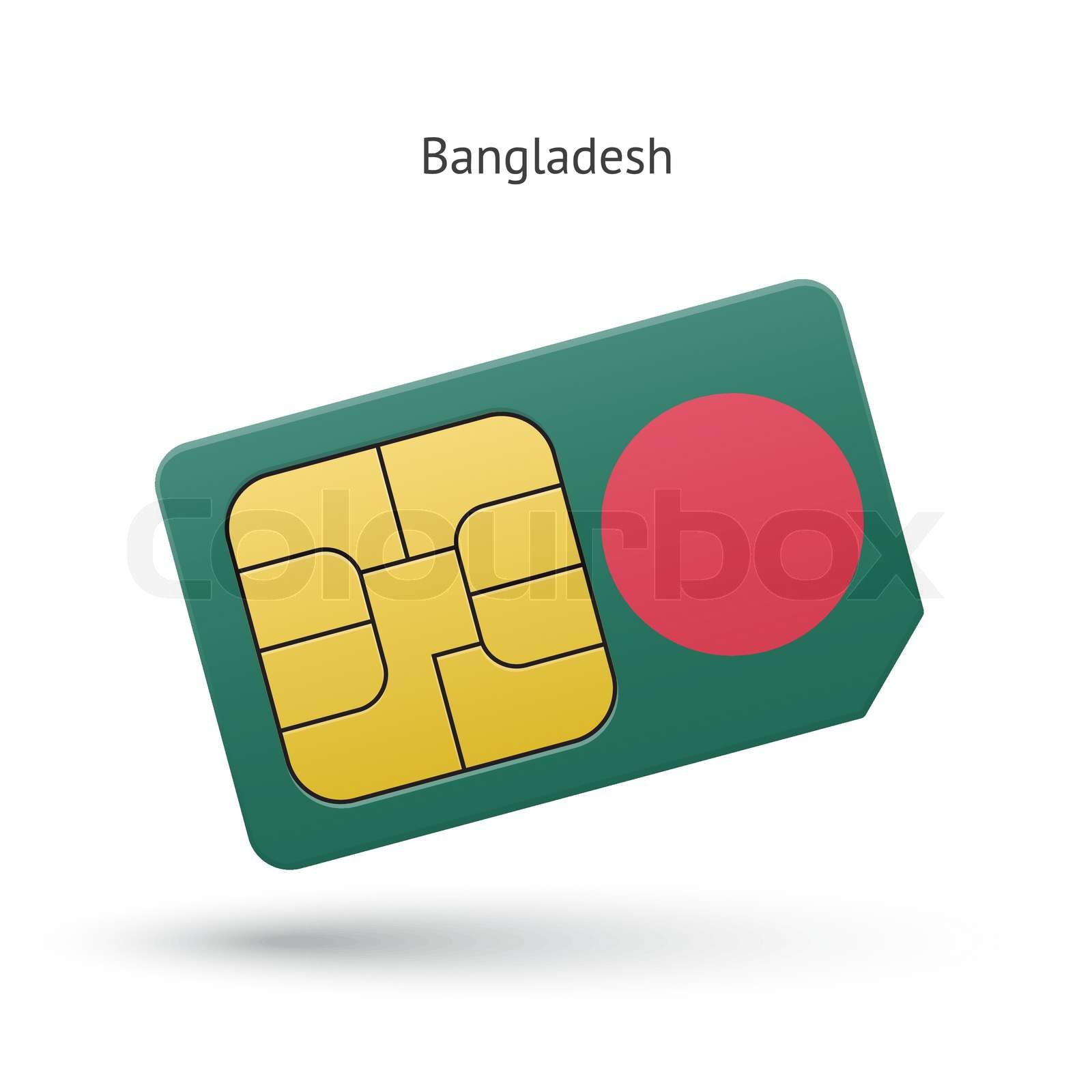 Bangladesh mobile phone sim card with flag. | Stock vector | Colourbox