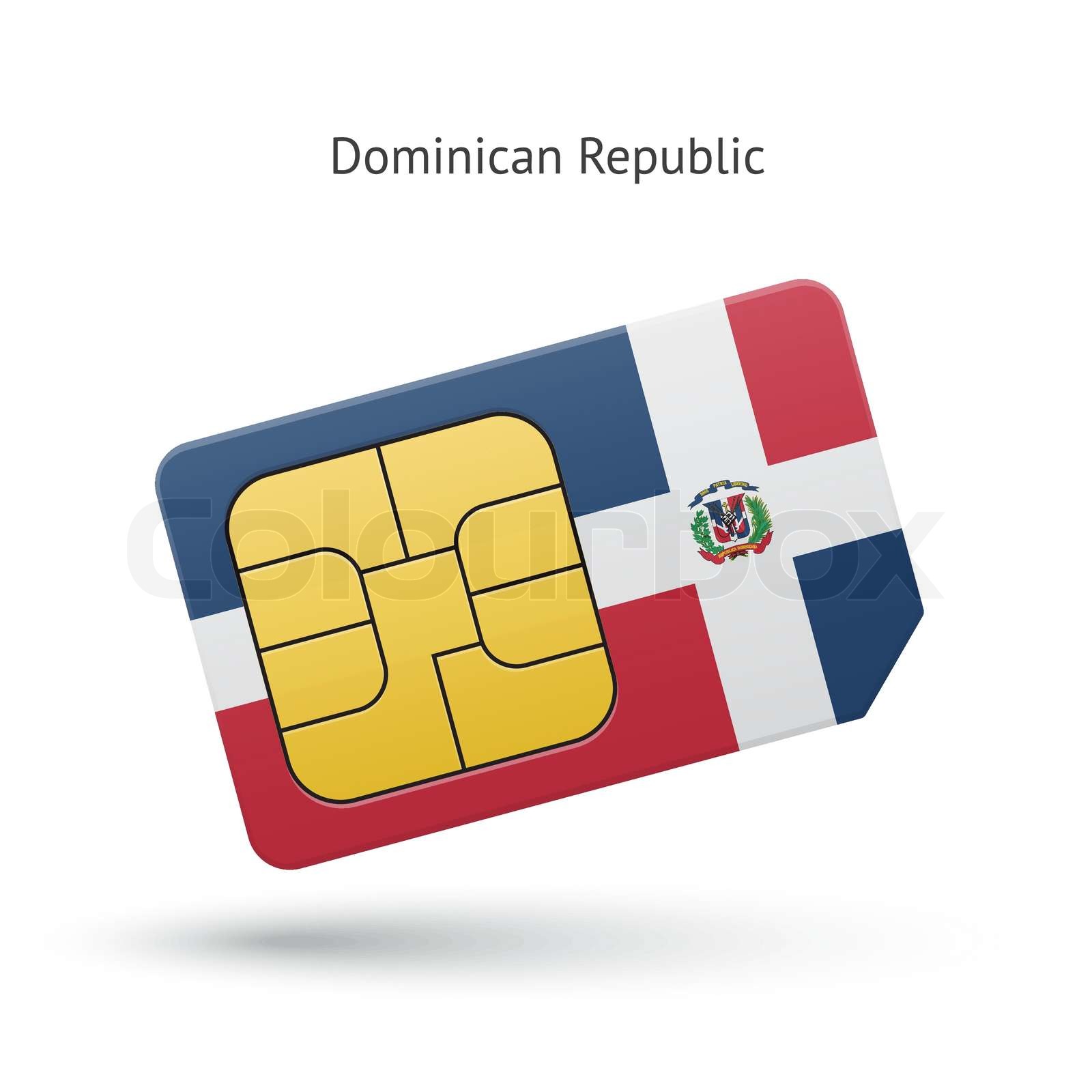 Dominican Republic mobile phone sim card with flag. | Stock vector ...