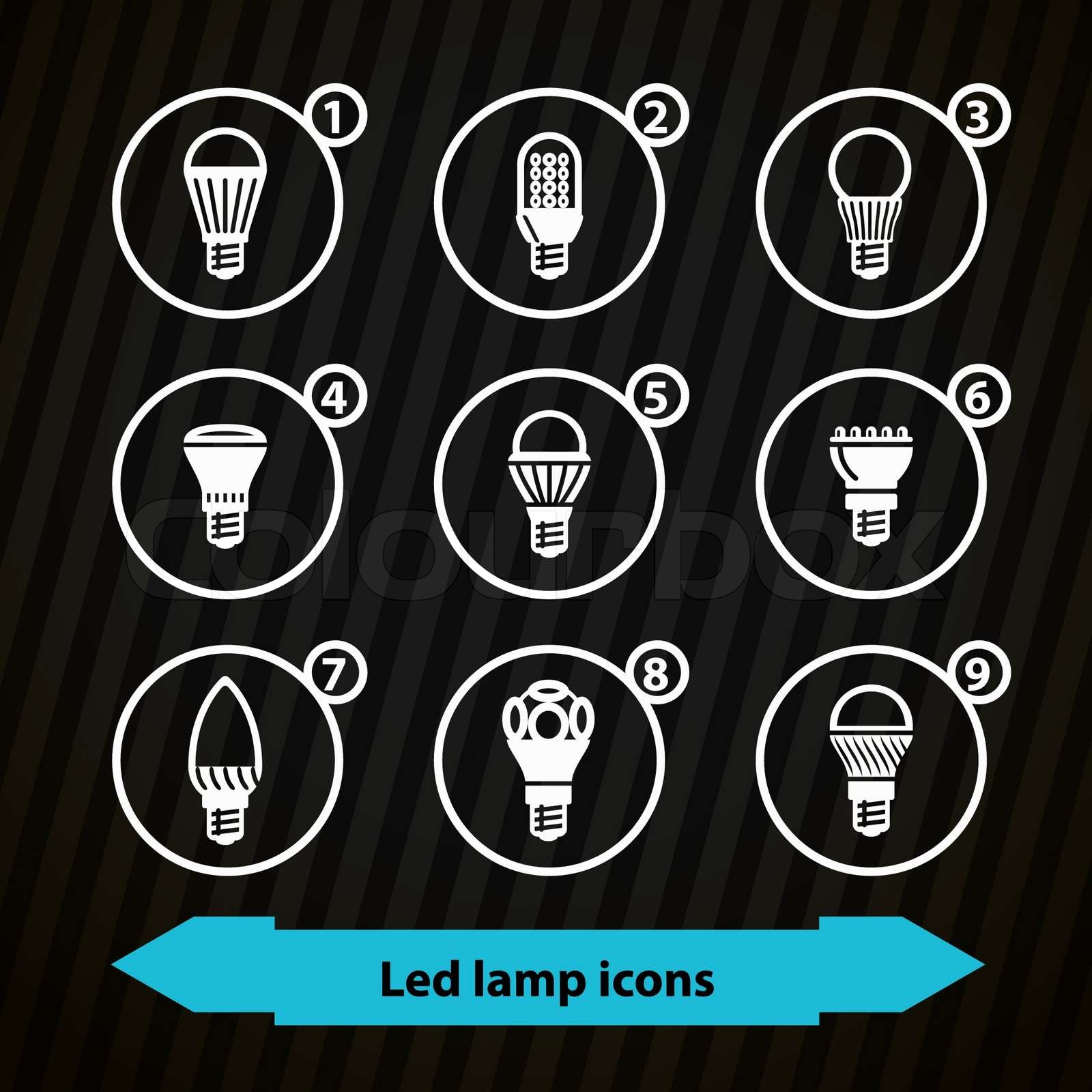 Led lamp dark icons | Stock vector | Colourbox