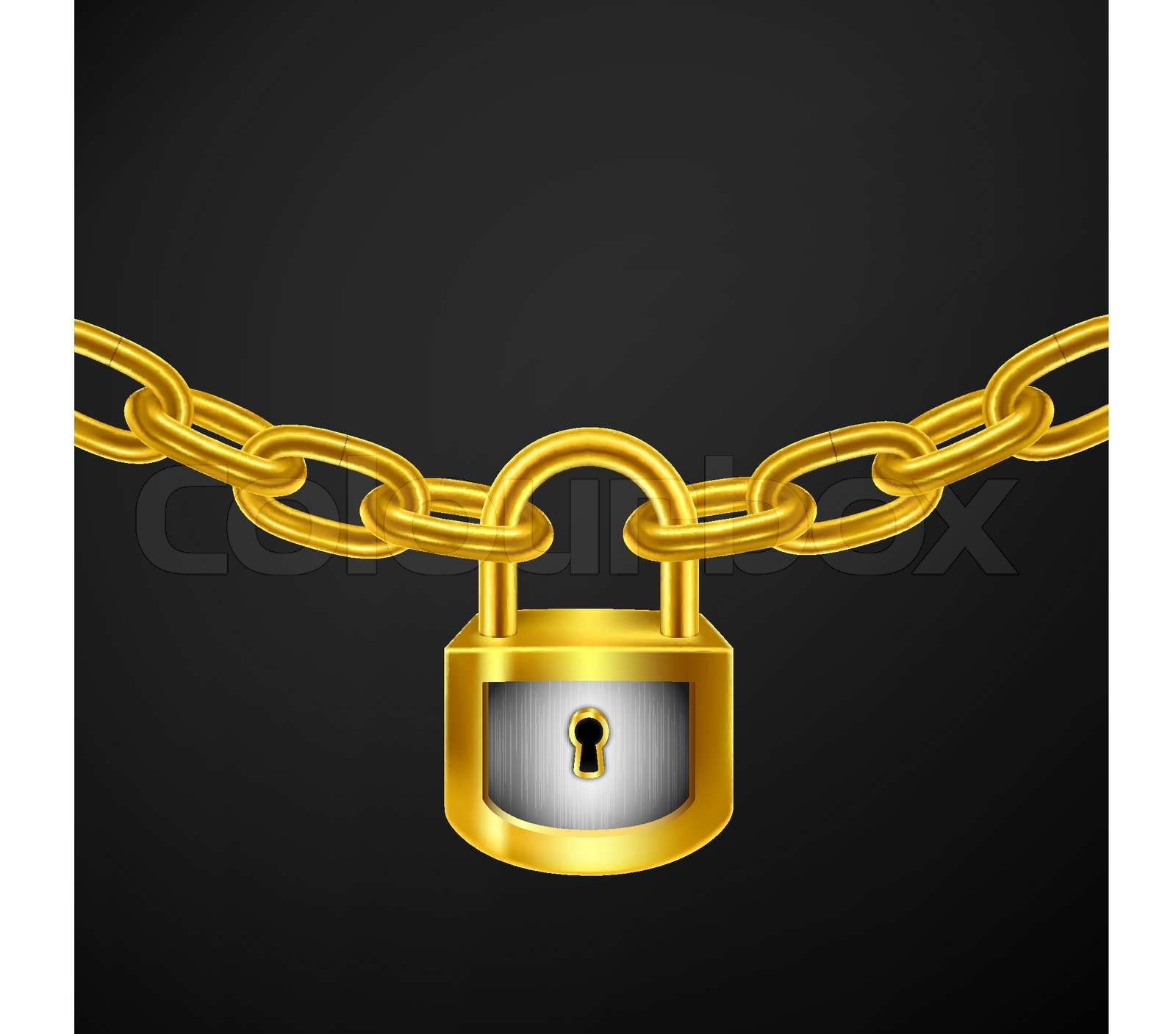 Lock chain gold | Stock vector | Colourbox