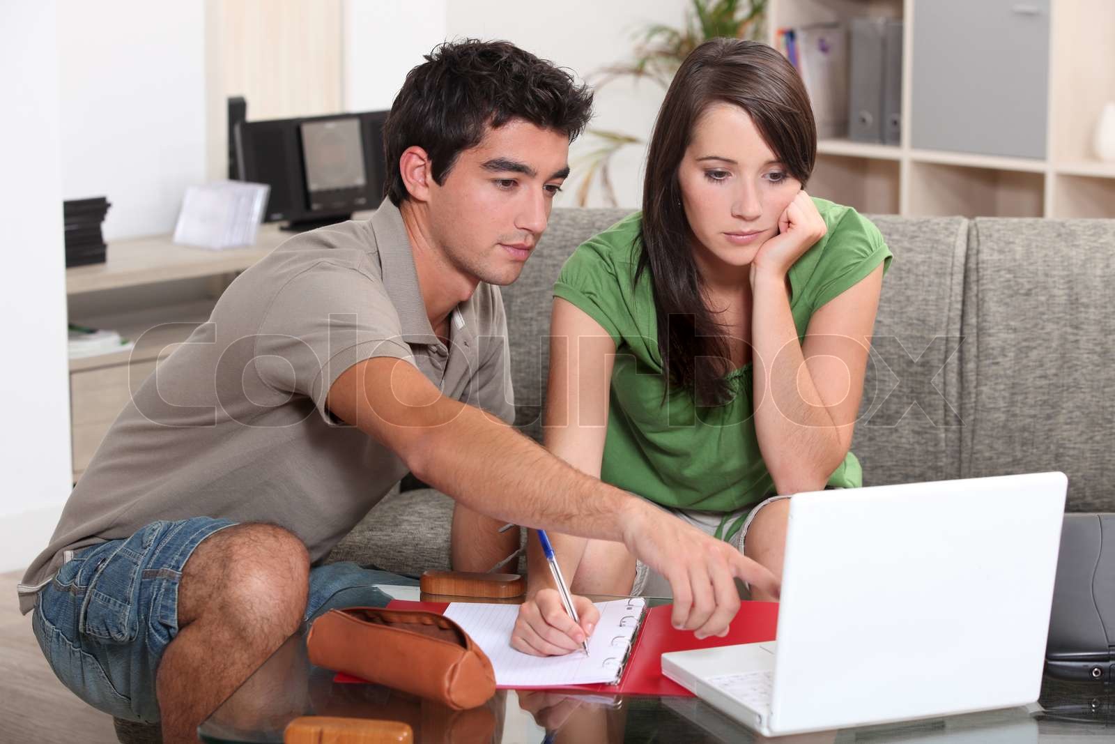 Teens working with computer | Stock image | Colourbox