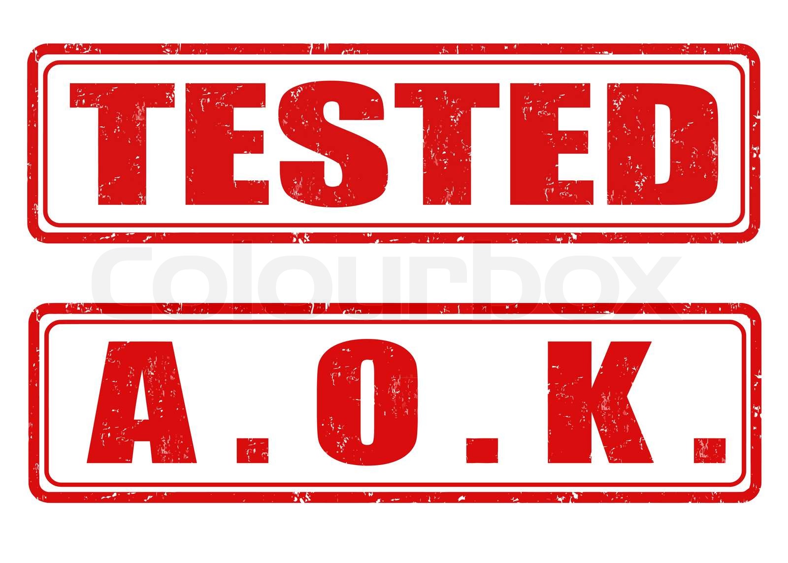 Tested and A. O. K. stamps | Stock vector | Colourbox