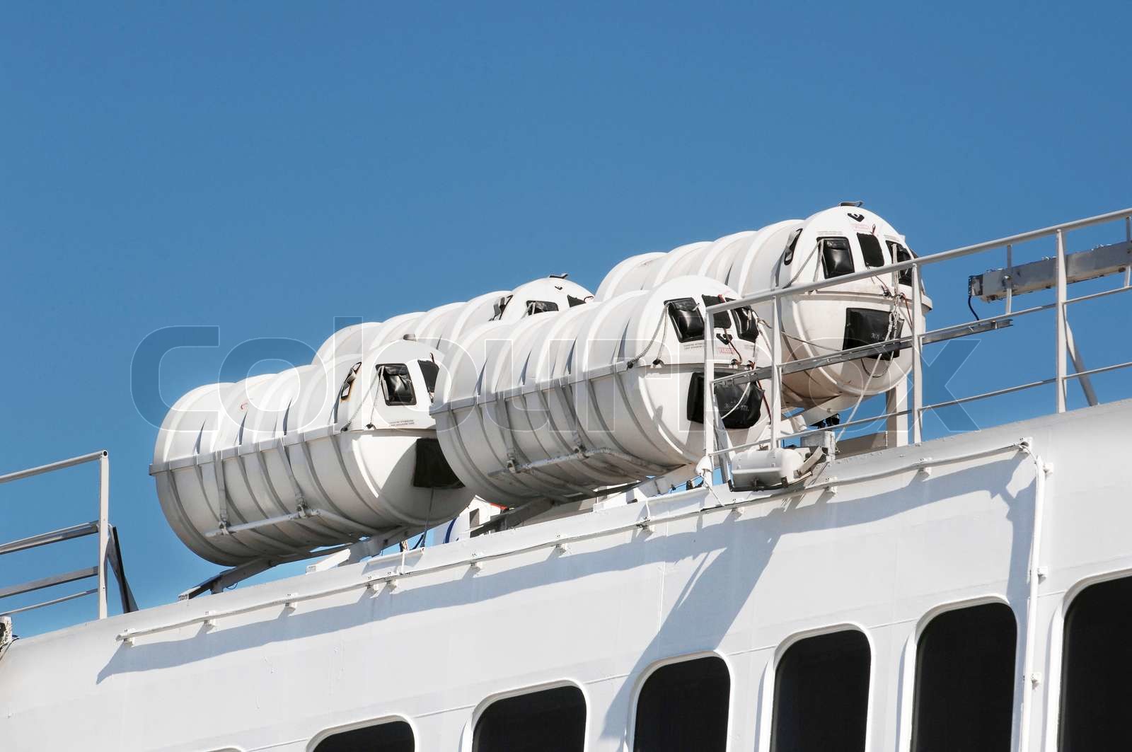 Lift rafts on a ferry ship | Stock image | Colourbox