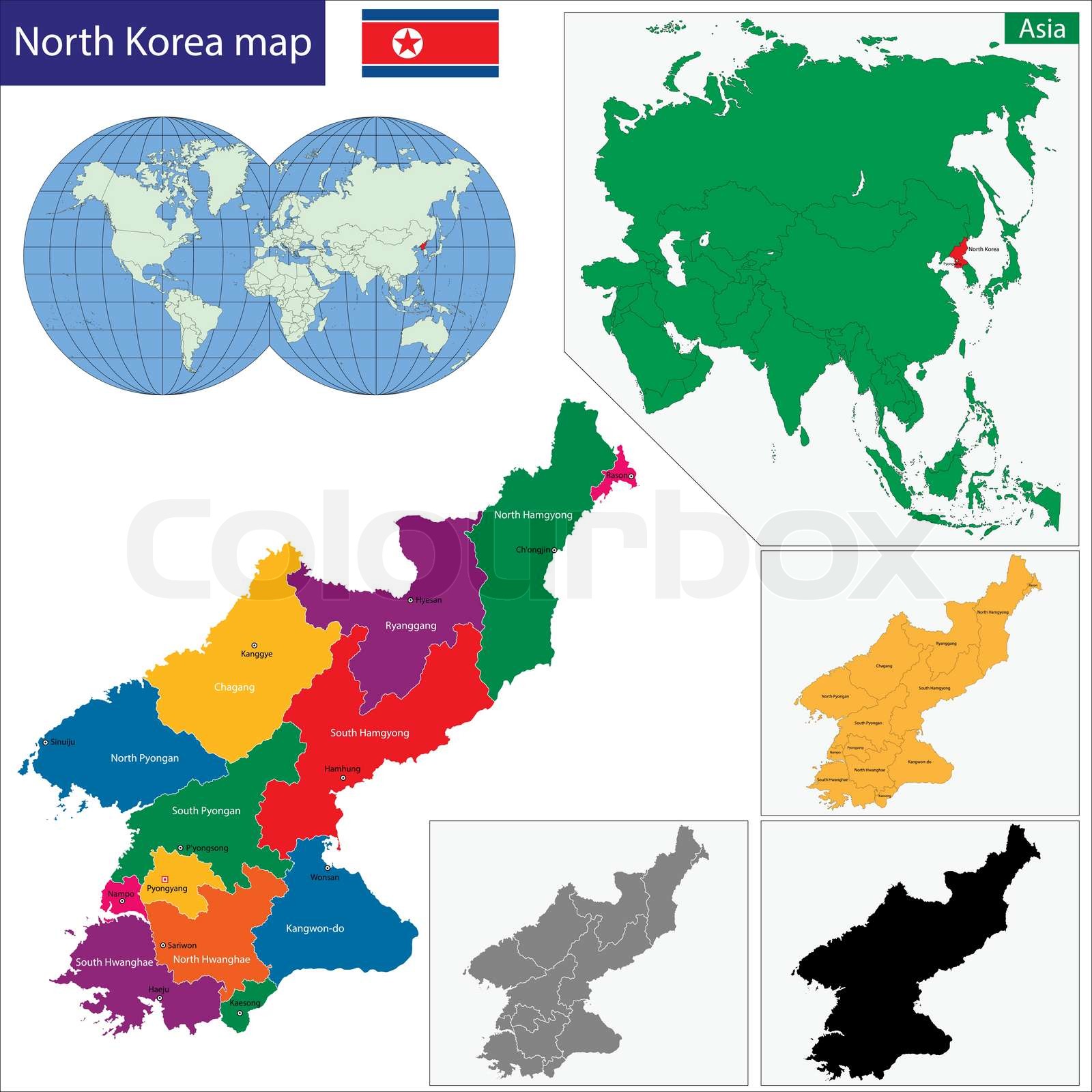 North Korea map | Stock vector | Colourbox
