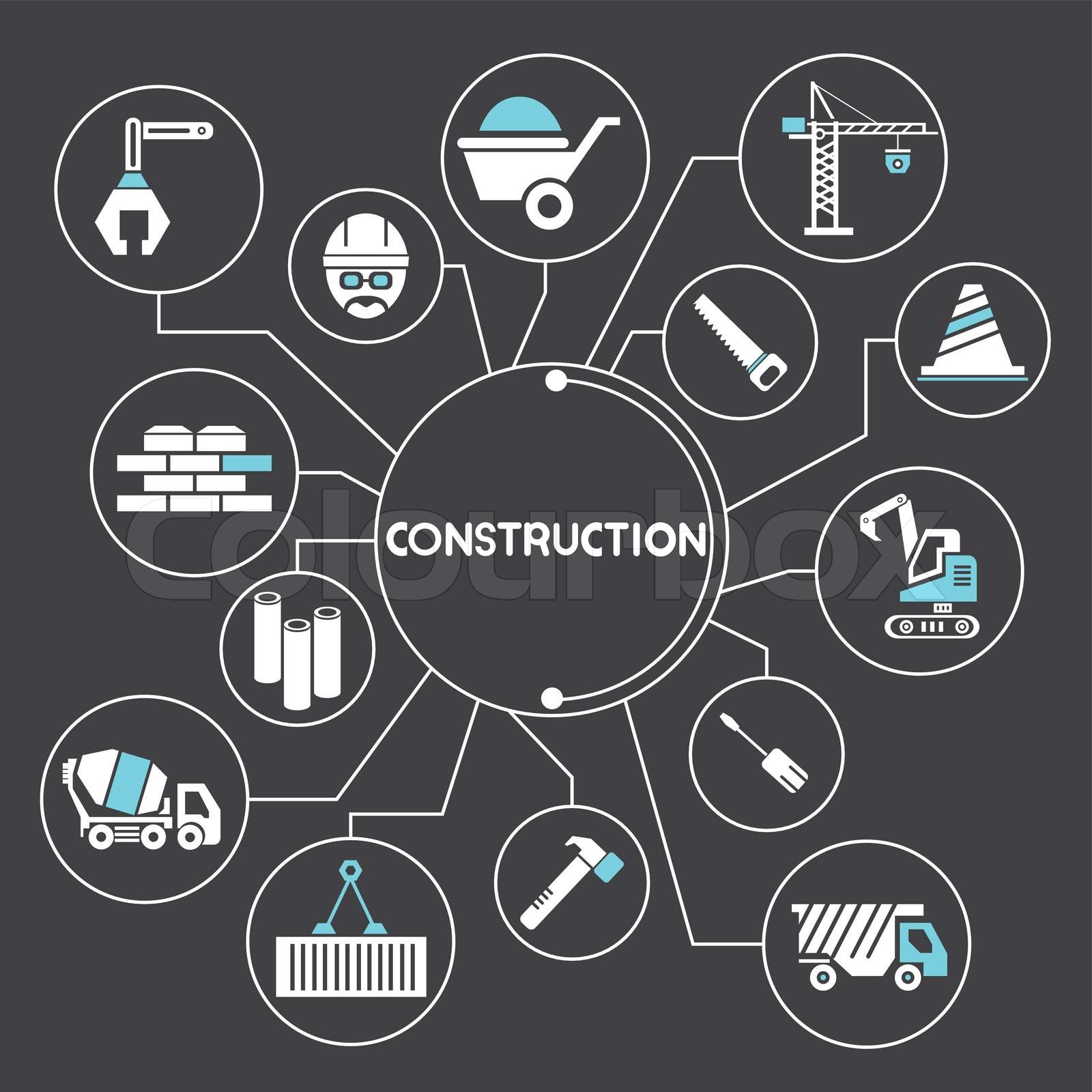 construction and civil engineering network info graphic black ...
