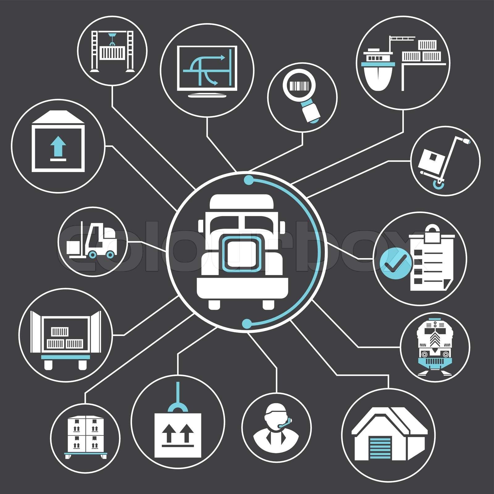Logistik und Versand-Netzwerk Info Grafik schwarzen Hintergrund Thema ...