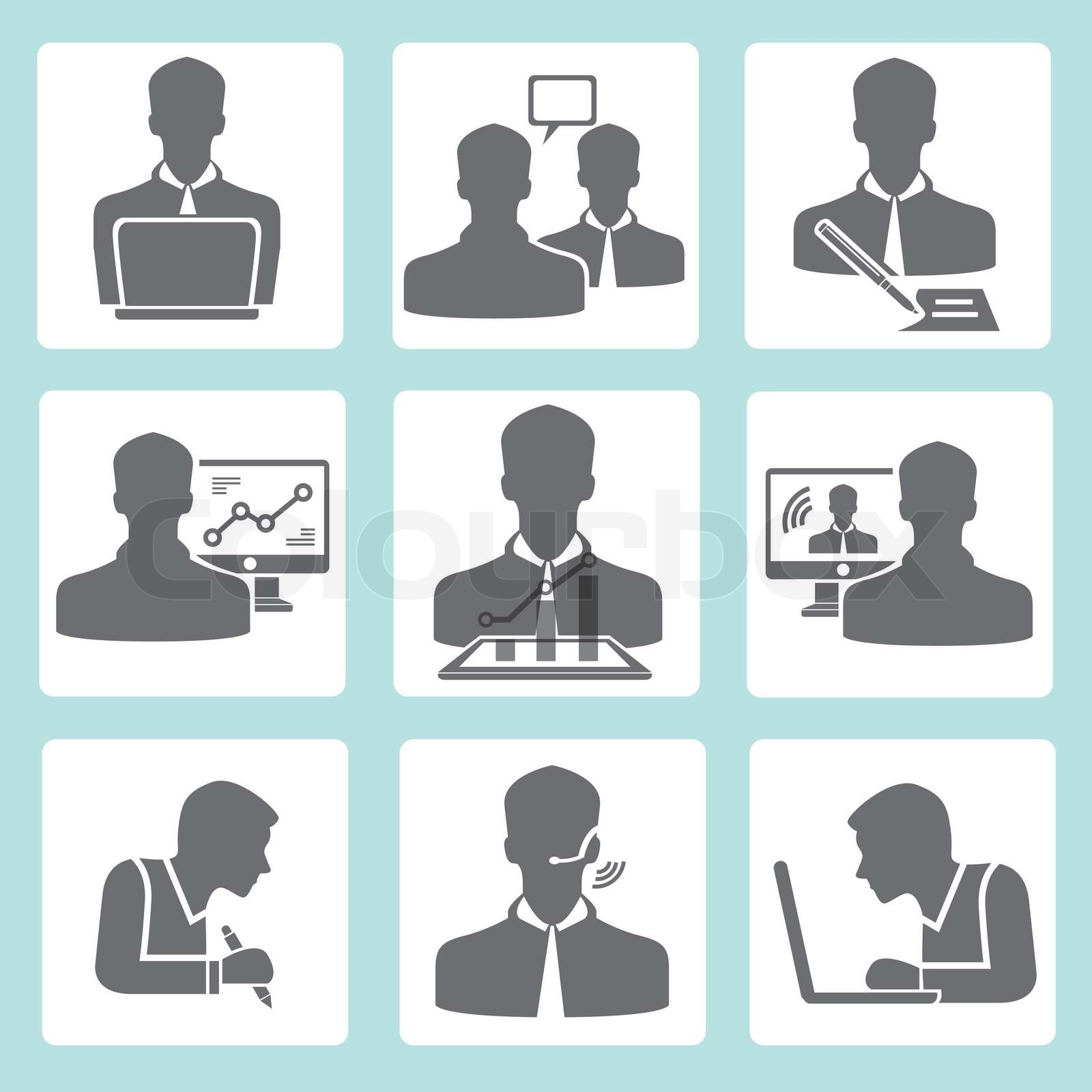 business man and working icons set | Stock vector | Colourbox