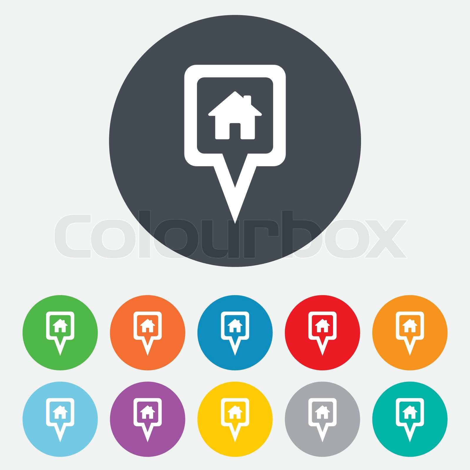 Map pointer house sign icon. Marker symbol. | Stock vector | Colourbox