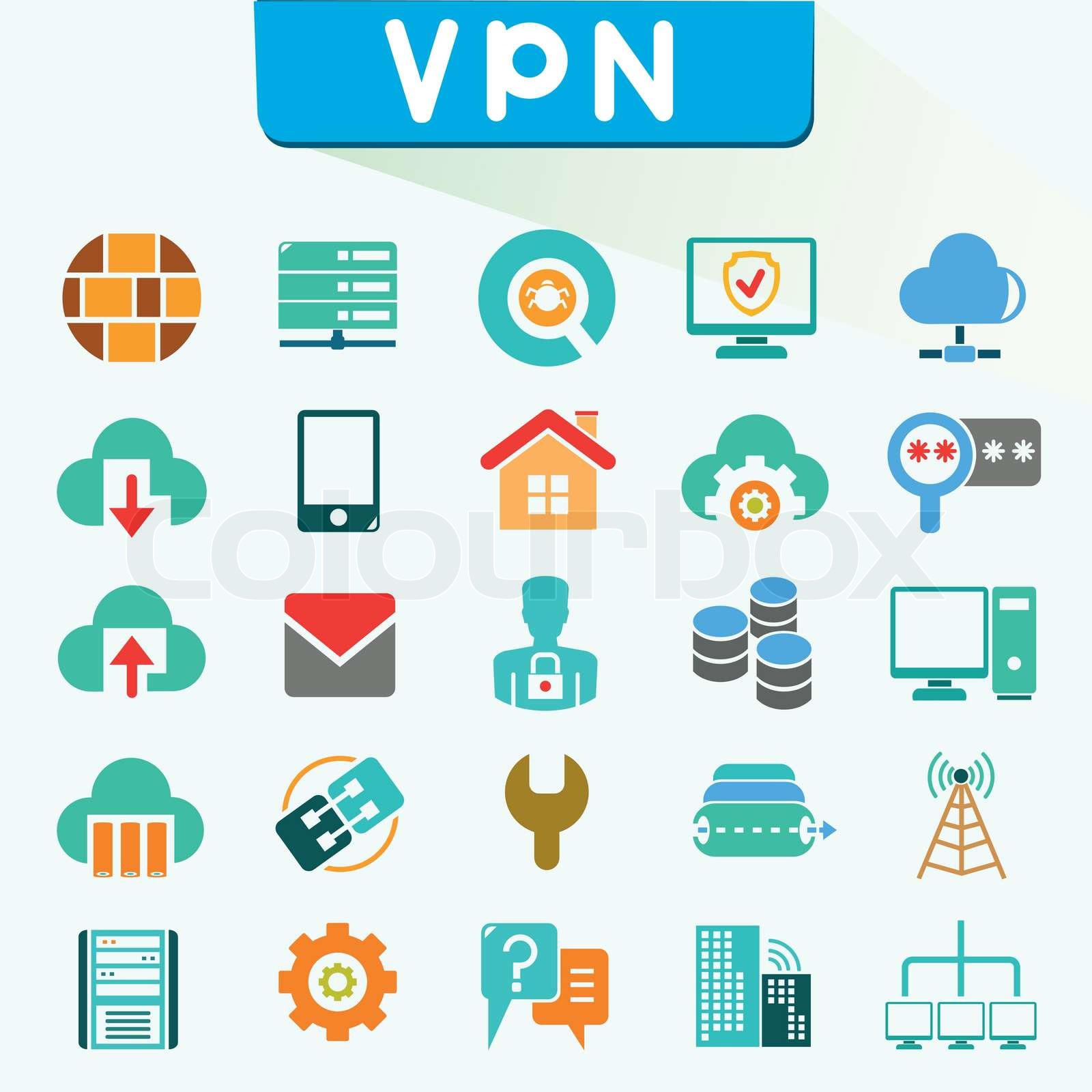 VPN Icons, virtual private network icons | Stock vector | Colourbox