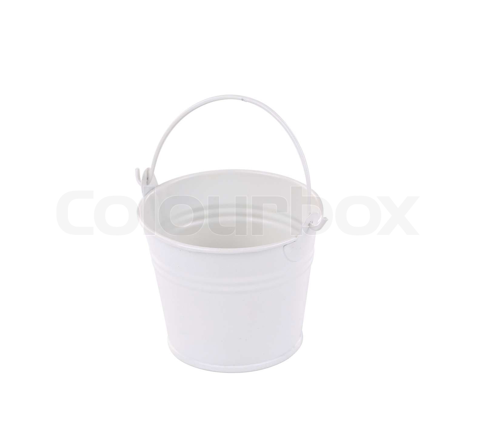 White metal bucket. | Stock image | Colourbox