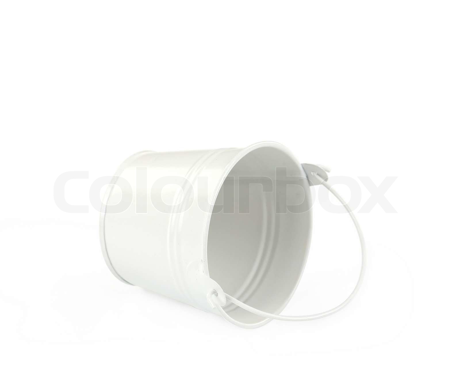 White metal bucket. | Stock image | Colourbox